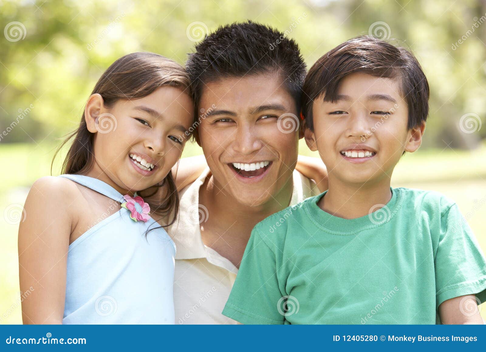 Father and Children in Park Stock Photo - Image of smiling, group: 12405280