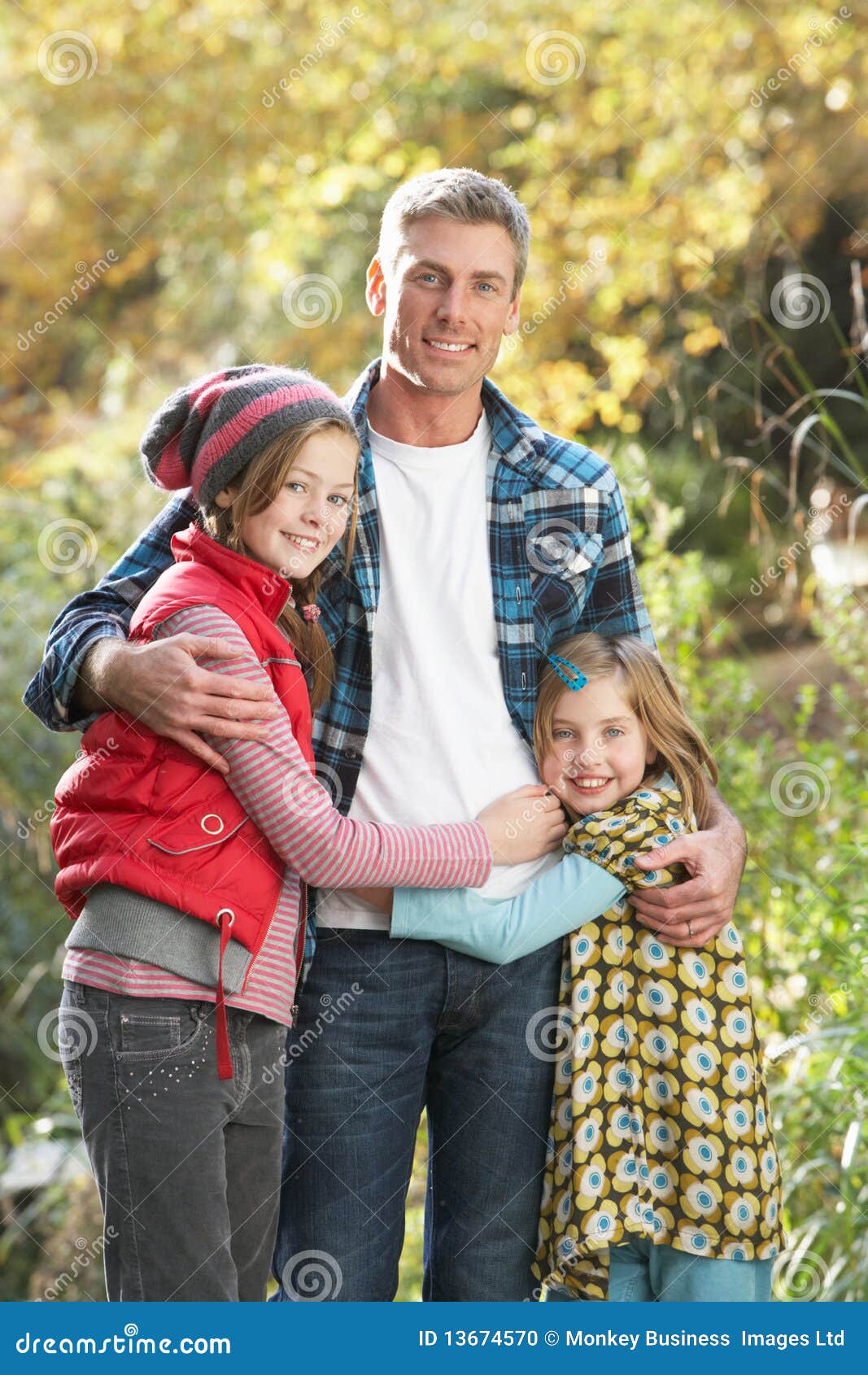 Father and Children Standing Outdoors Stock Photo - Image of ...