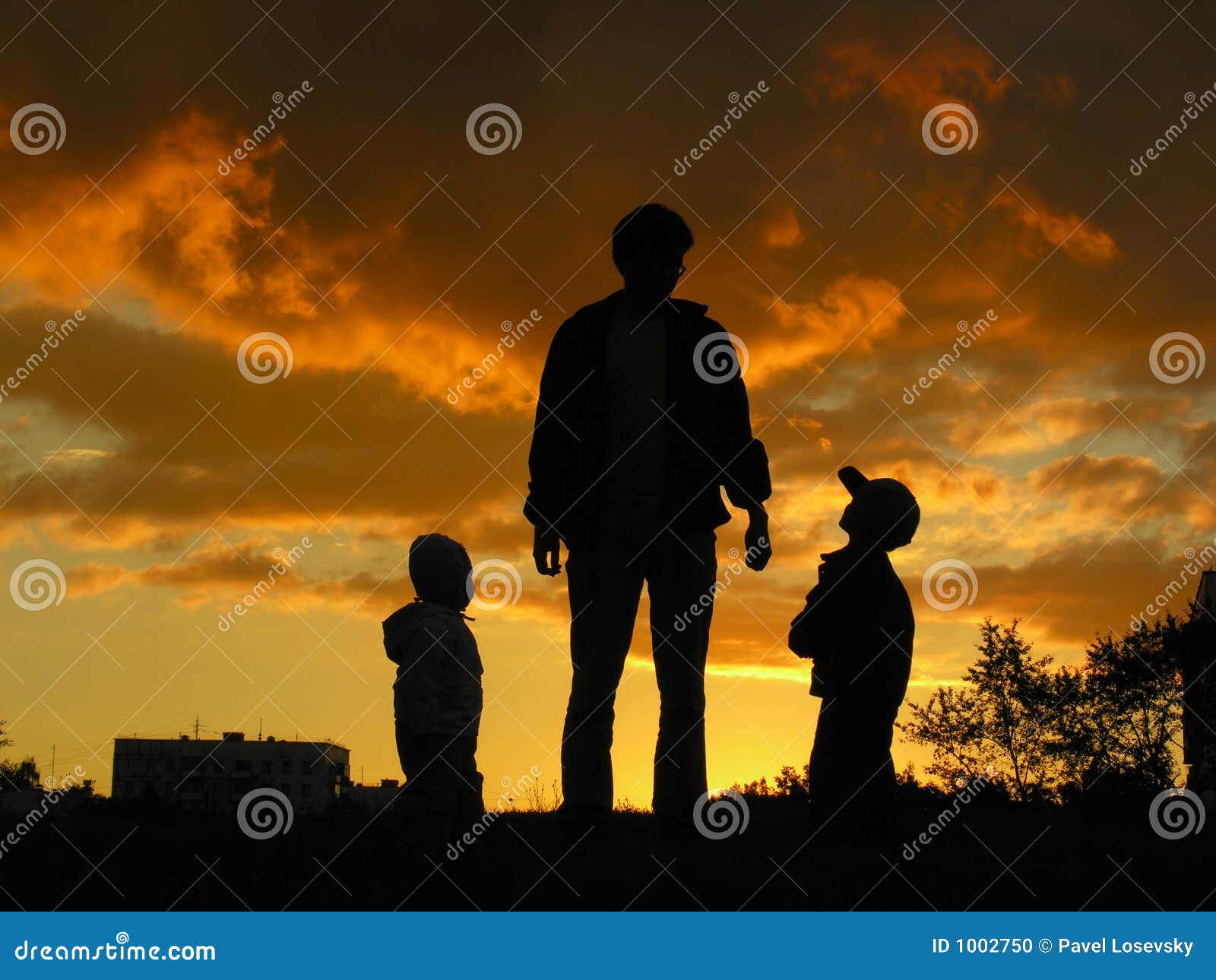Father with Children Sunset 2 Stock Photo - Image of adult, parents ...
