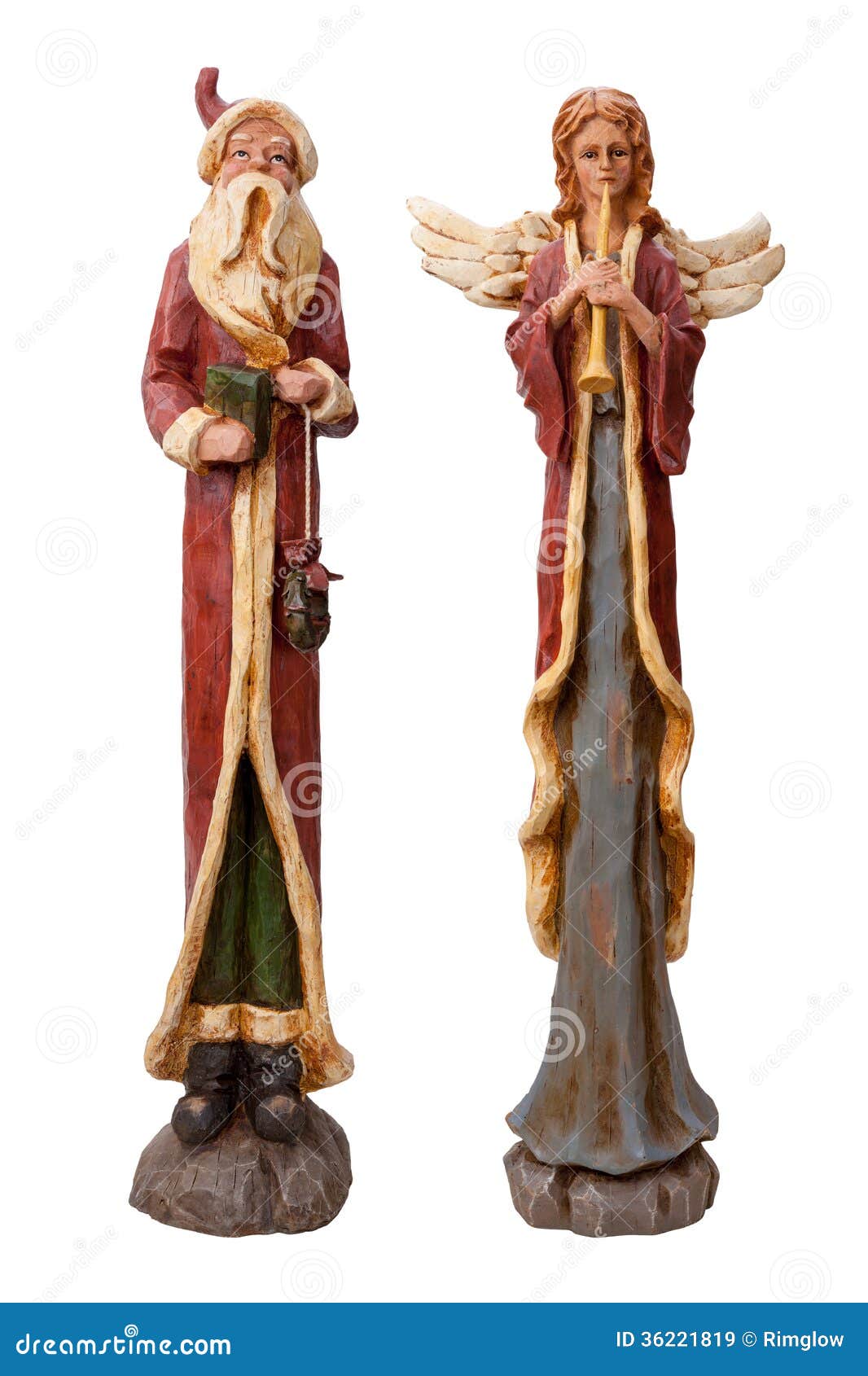 Father Christmas and Angel Isolated Stock Image - Image of painted ...