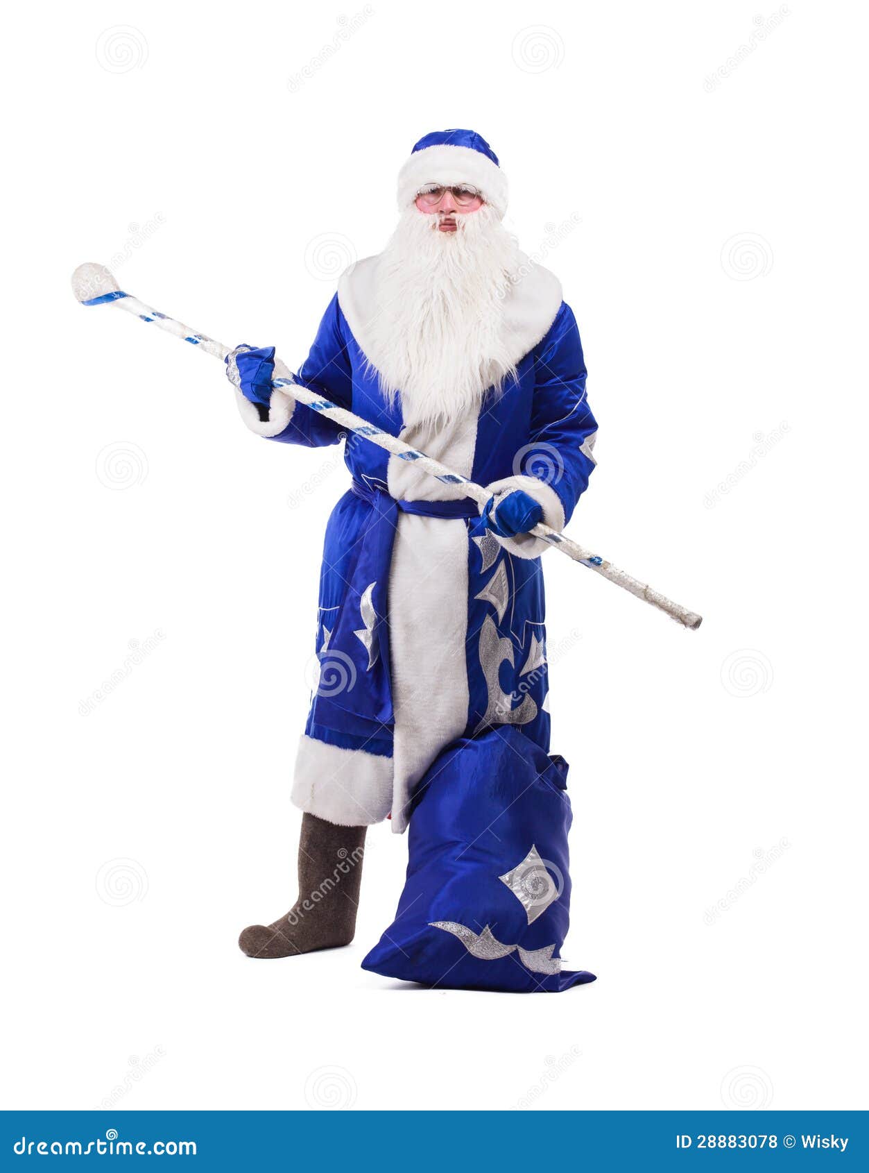 Father Christmas in Blue Costume Stock Photo - Image of beard ...