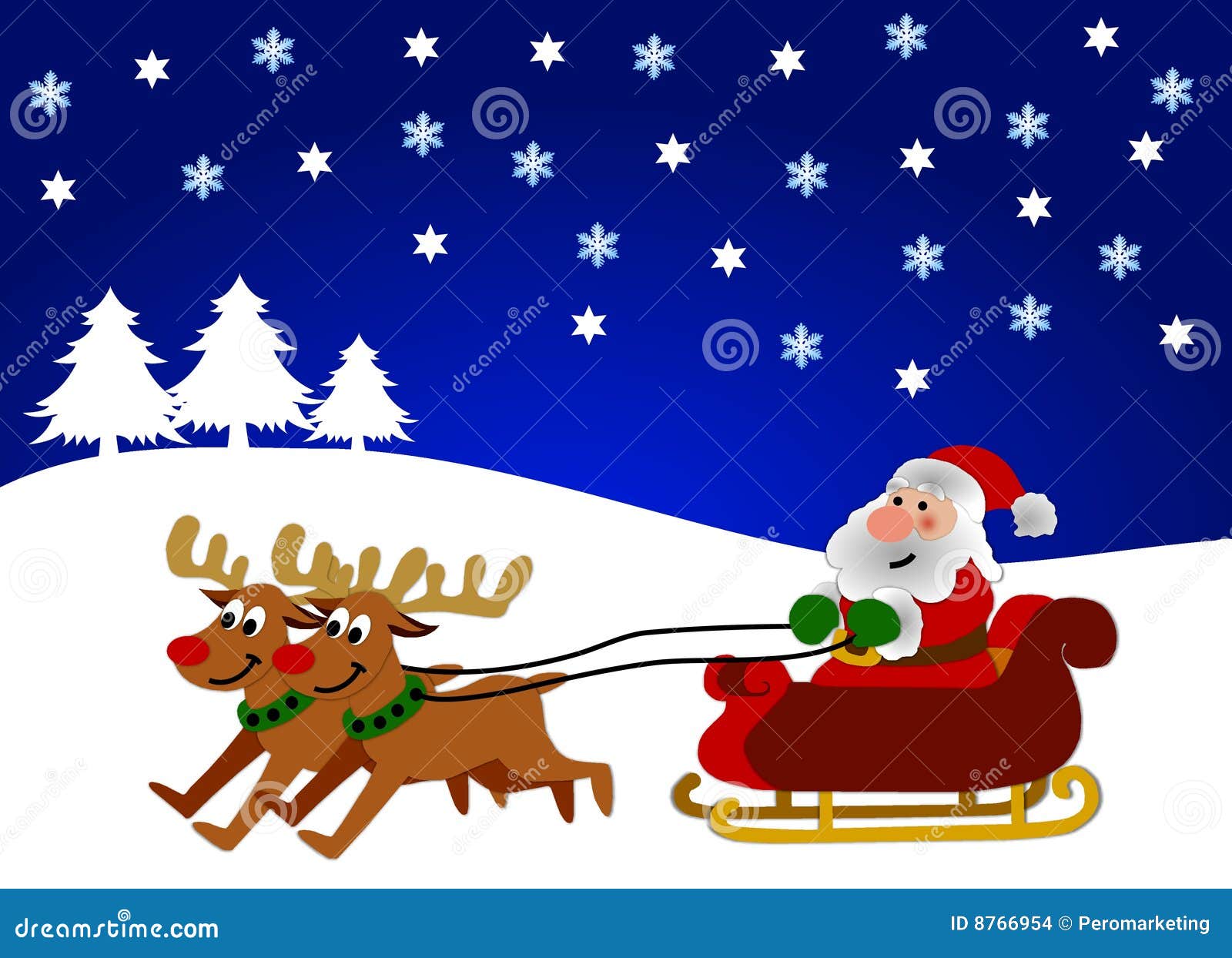 Father Christmas on sleigh stock illustration. Illustration of design ...