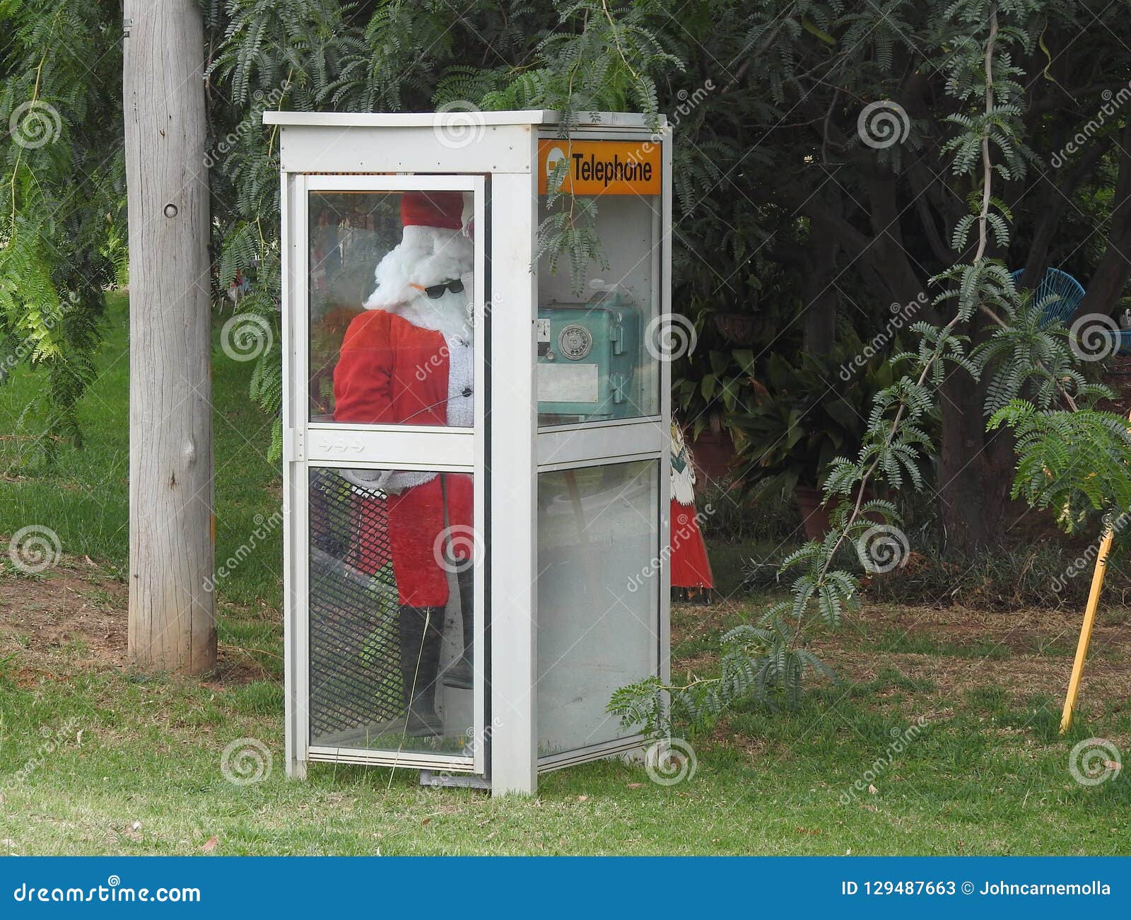 Father Christmas in Telephone Box Stock Image - Image of christmas ...