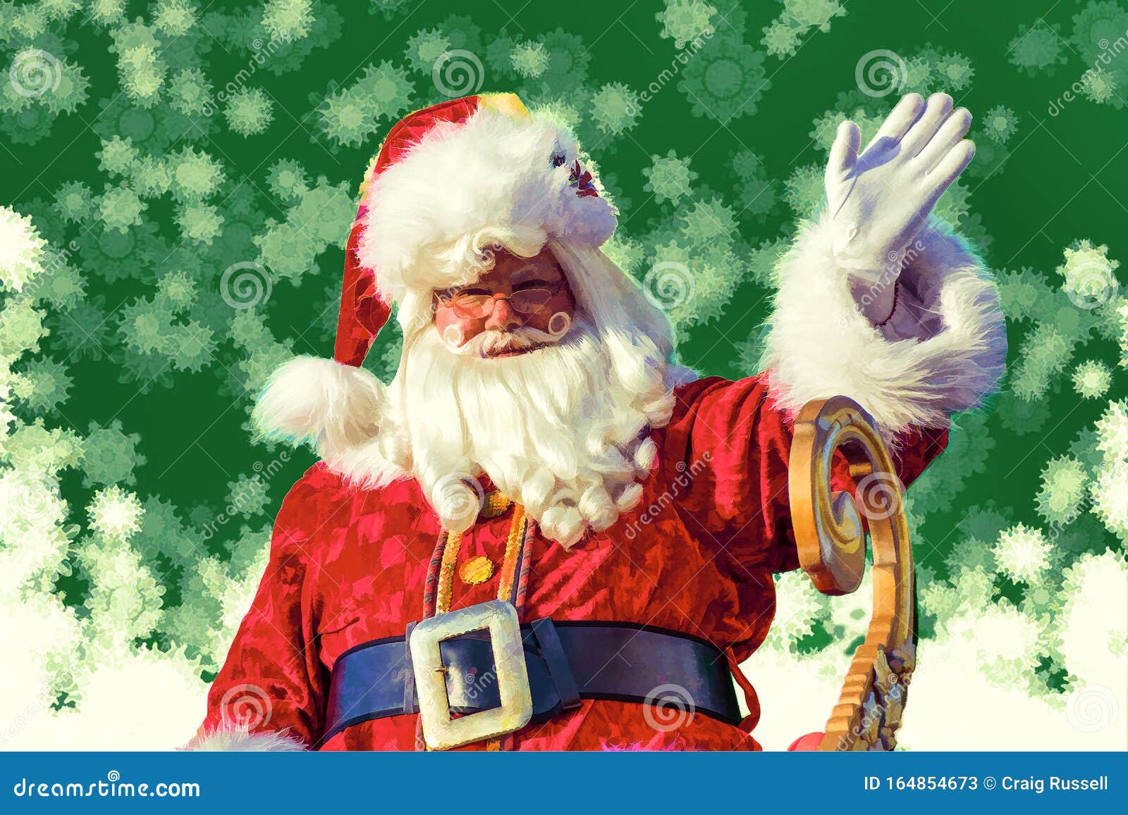Father Christmas waving stock illustration. Illustration of decoration ...