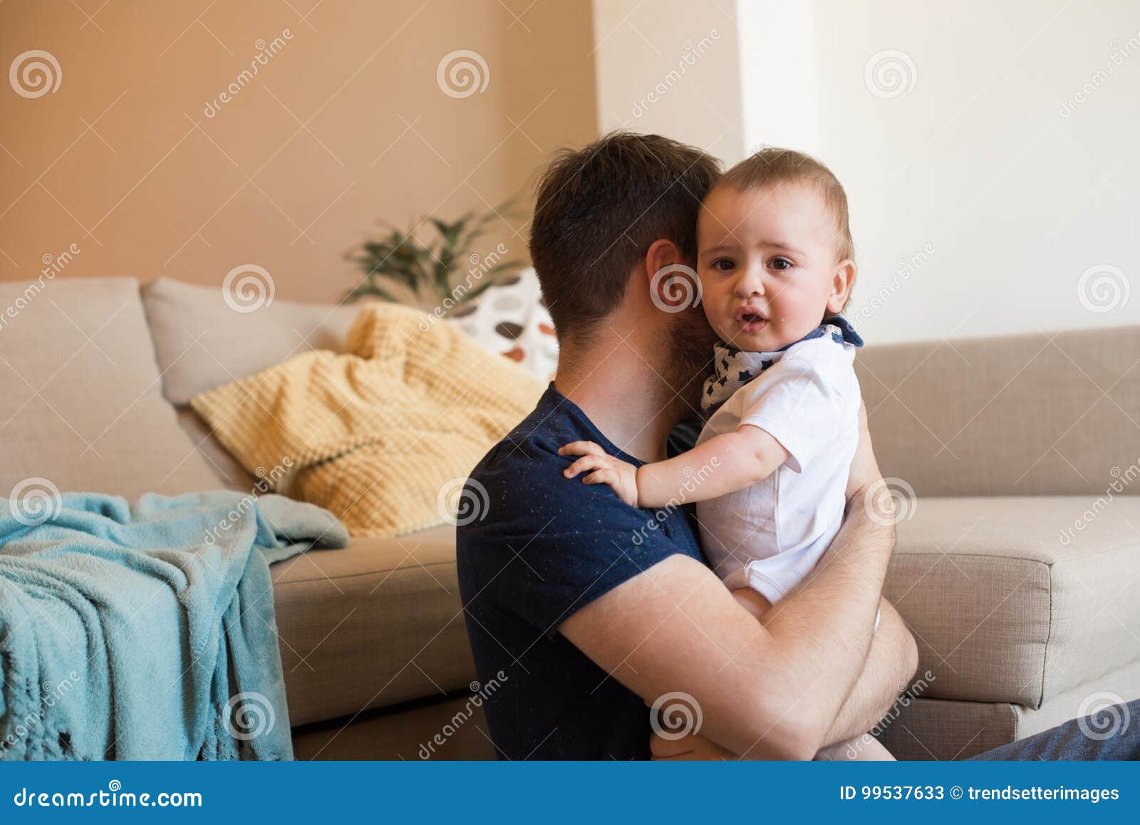 Father Comforting Crying Baby Stock Image - Image of daughter, daddy ...