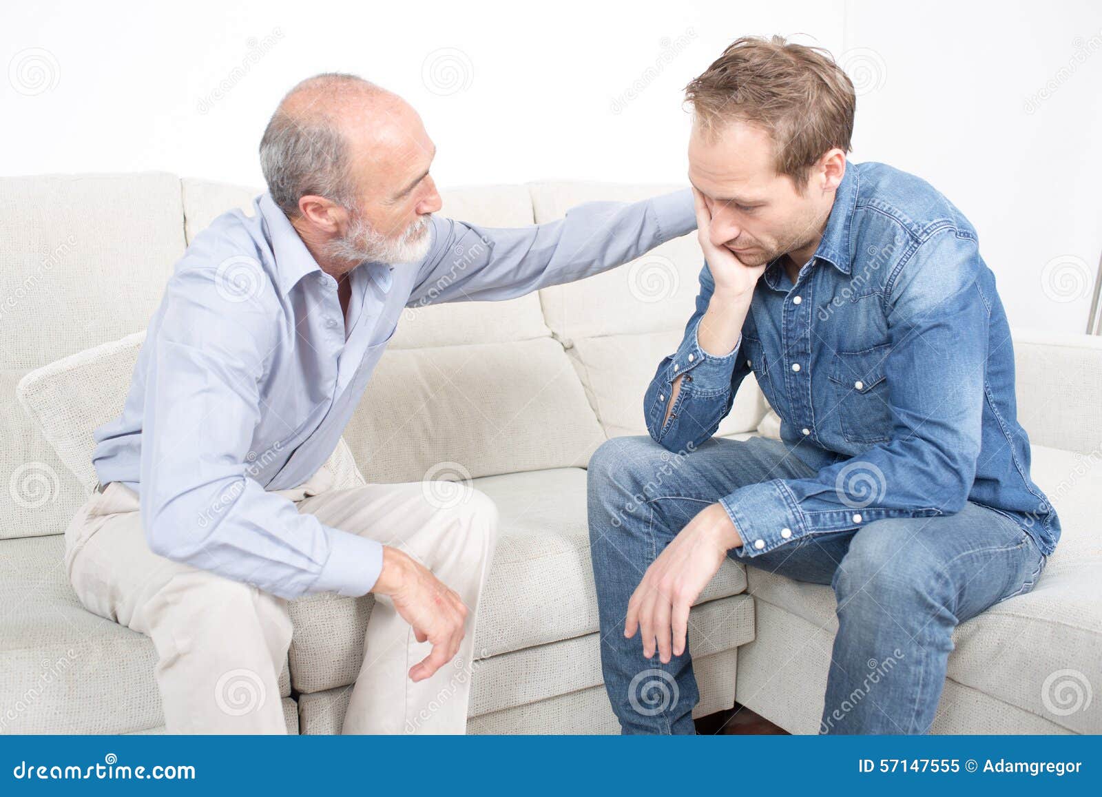 Father Comforting Elderly Son Stock Image - Image of depression ...