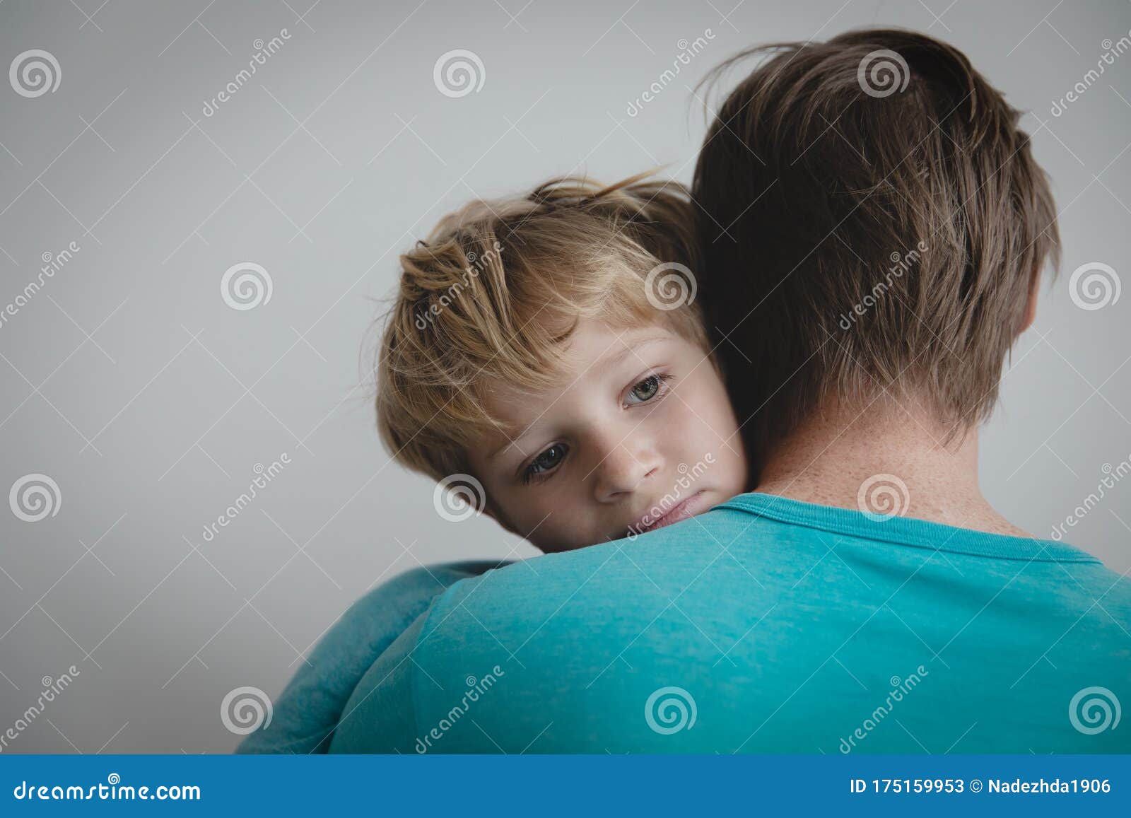 Father Comforting Stressed Sad Son, Family Problems Stock Image - Image ...