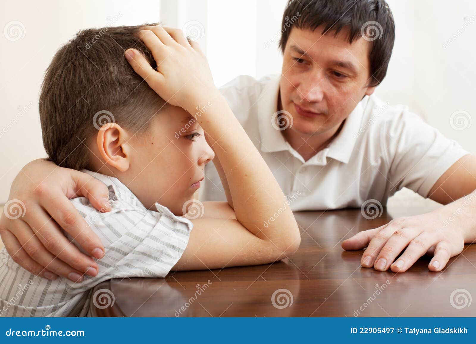 Father Comforts a Sad Child Stock Image - Image of father, sadness ...