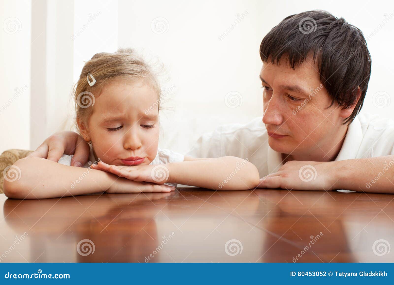 Father Comforts a Sad Child Stock Photo - Image of daughter ...