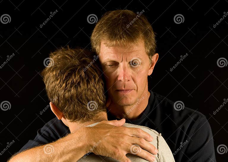 Father, crying, hugs son stock photo. Image of emotional - 10485234