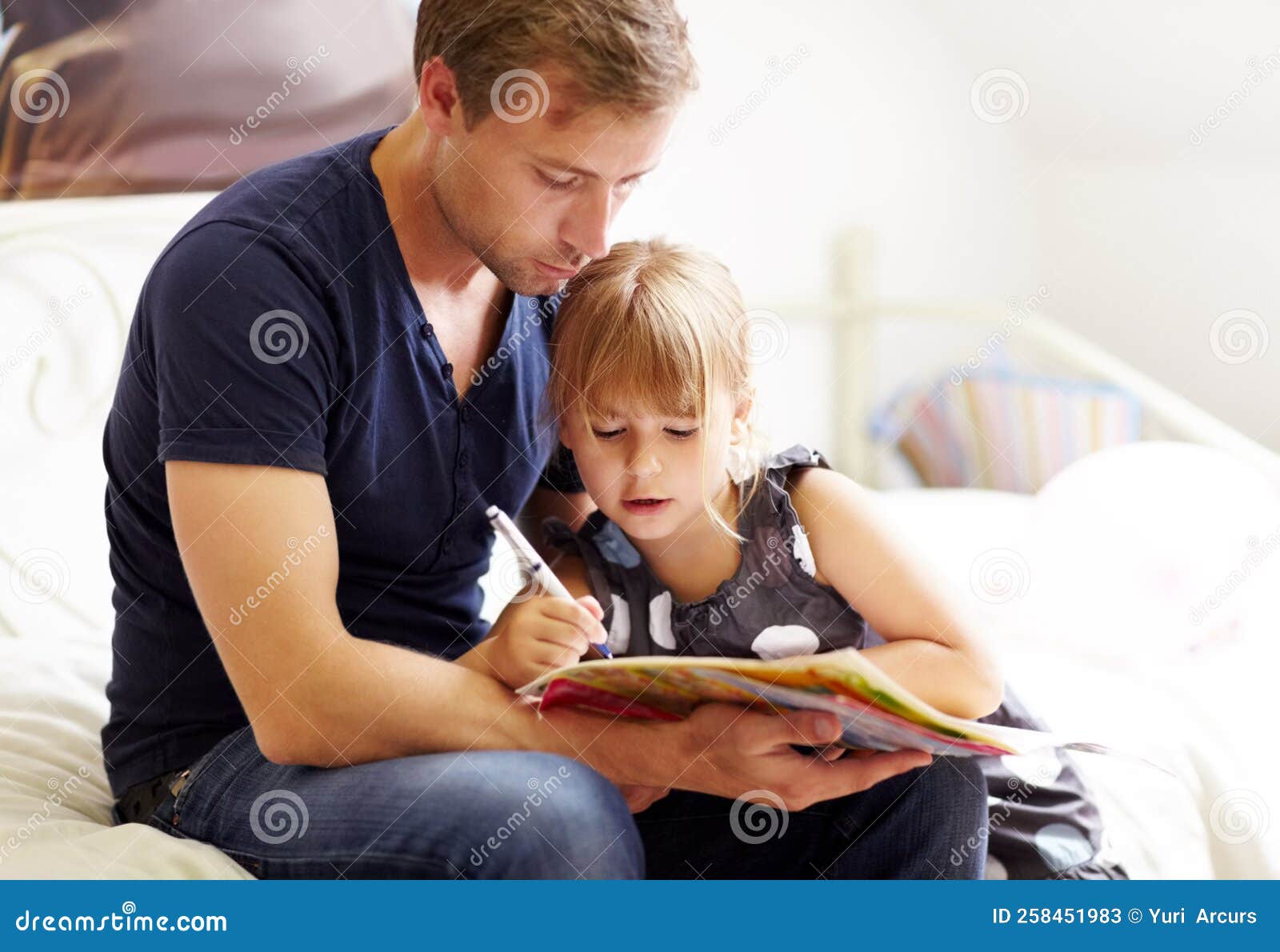 Father-daughter Bonding. a Young Father Bonding with His Little ...