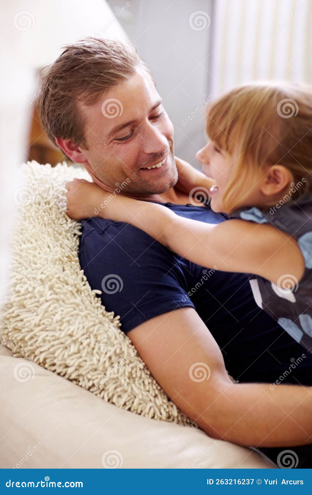 Father-daughter Bonding. a Young Father Bonding with His Little ...