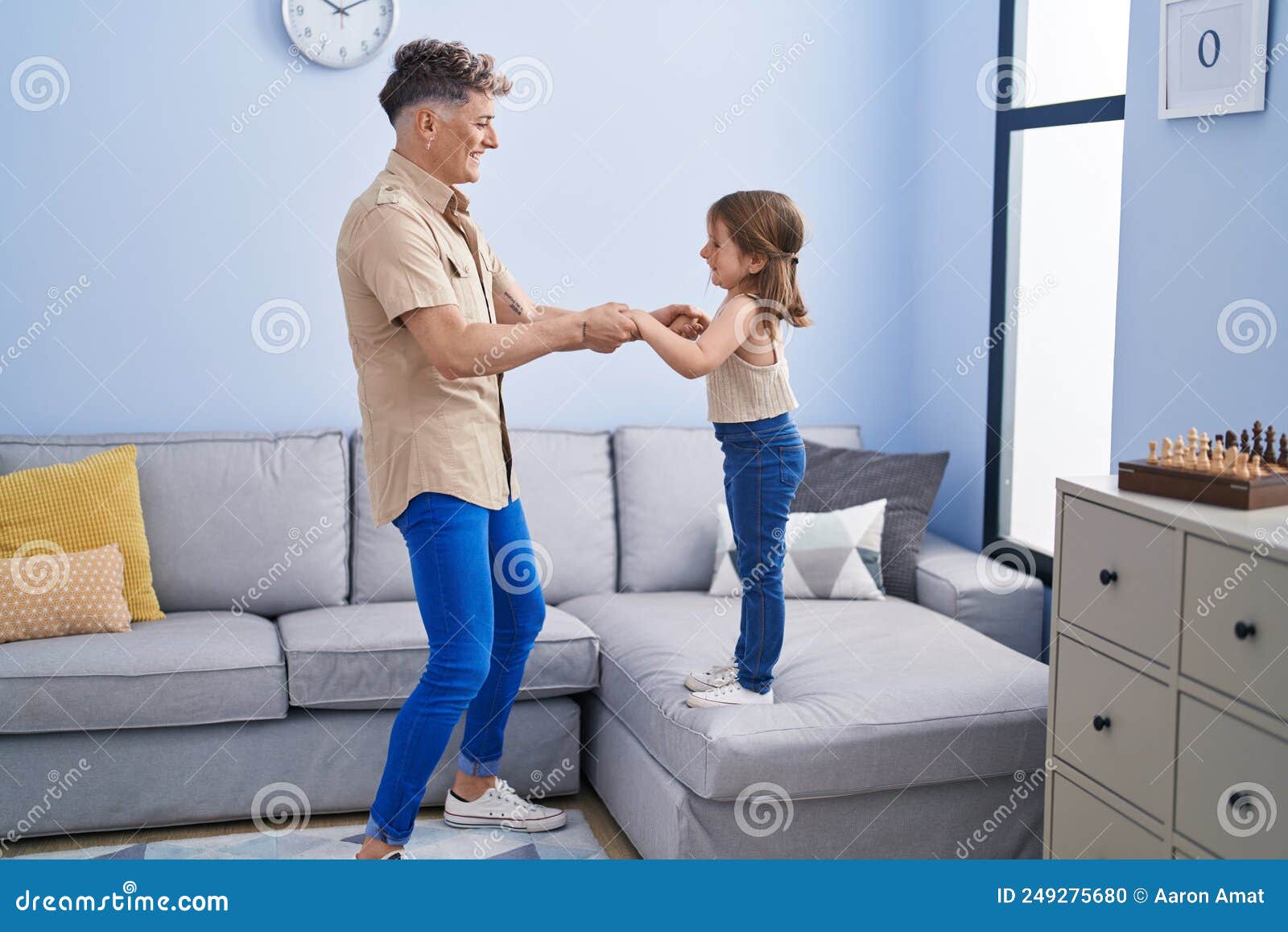 Father and Daughter Father and Daughter Dancing at Home Stock Photo ...