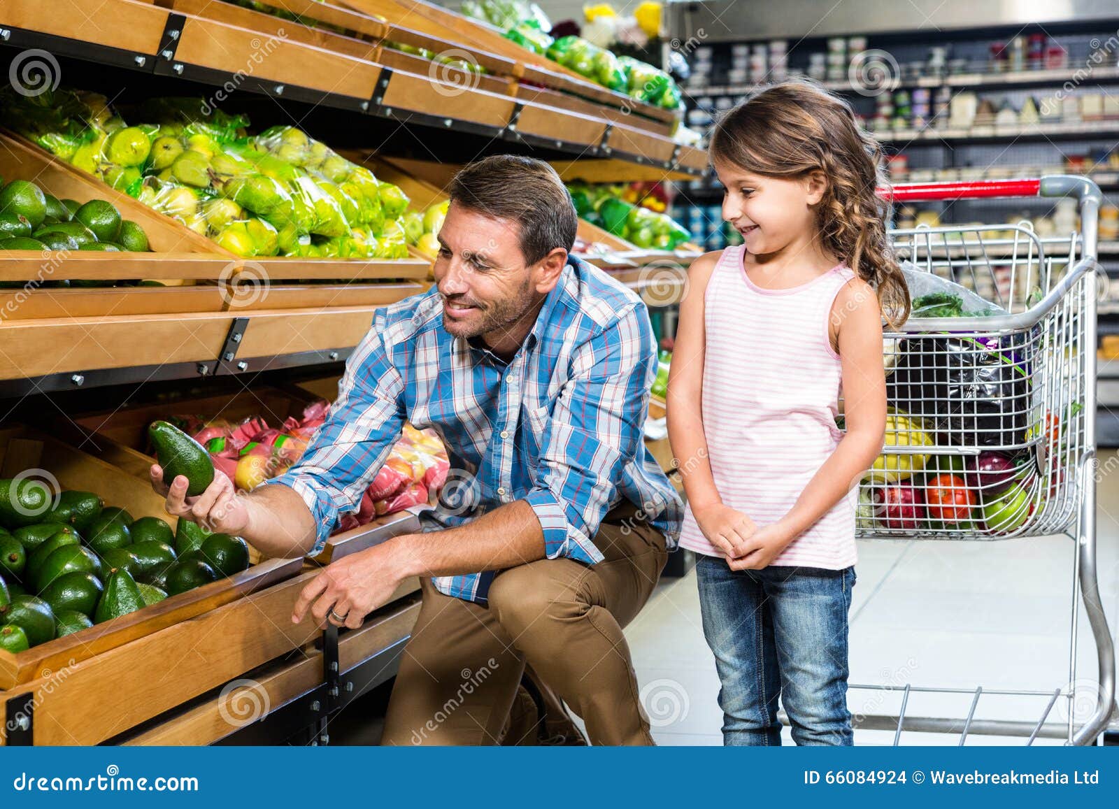Father and Daughter Doing Shopping Stock Photo - Image of grocery ...