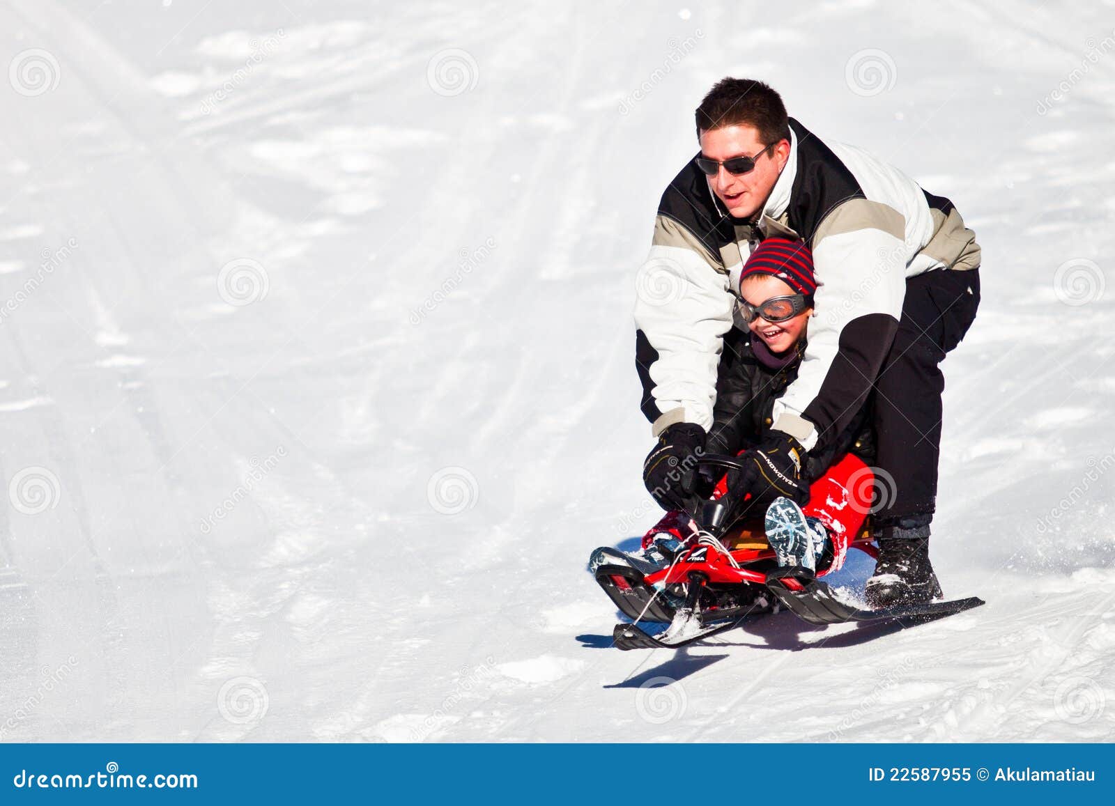 Father and Daughter Fun Sled Ride Editorial Image - Image of activity ...