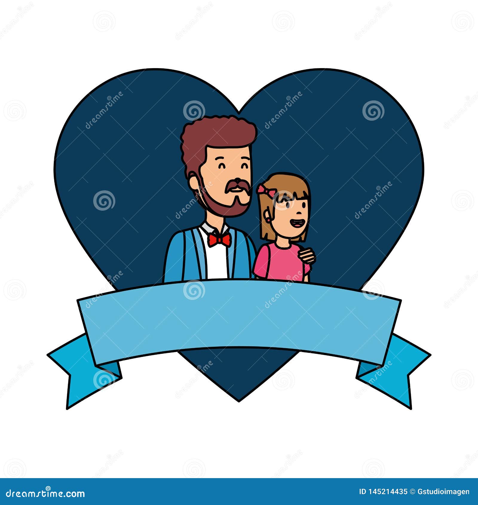 Father with Daughter in Heart Love Stock Vector - Illustration of ...