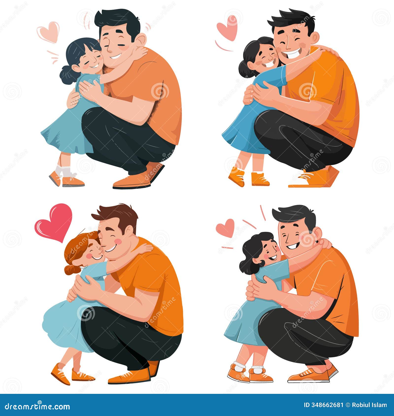 Father and Daughter Hugging Each Other. Vector Design Stock ...