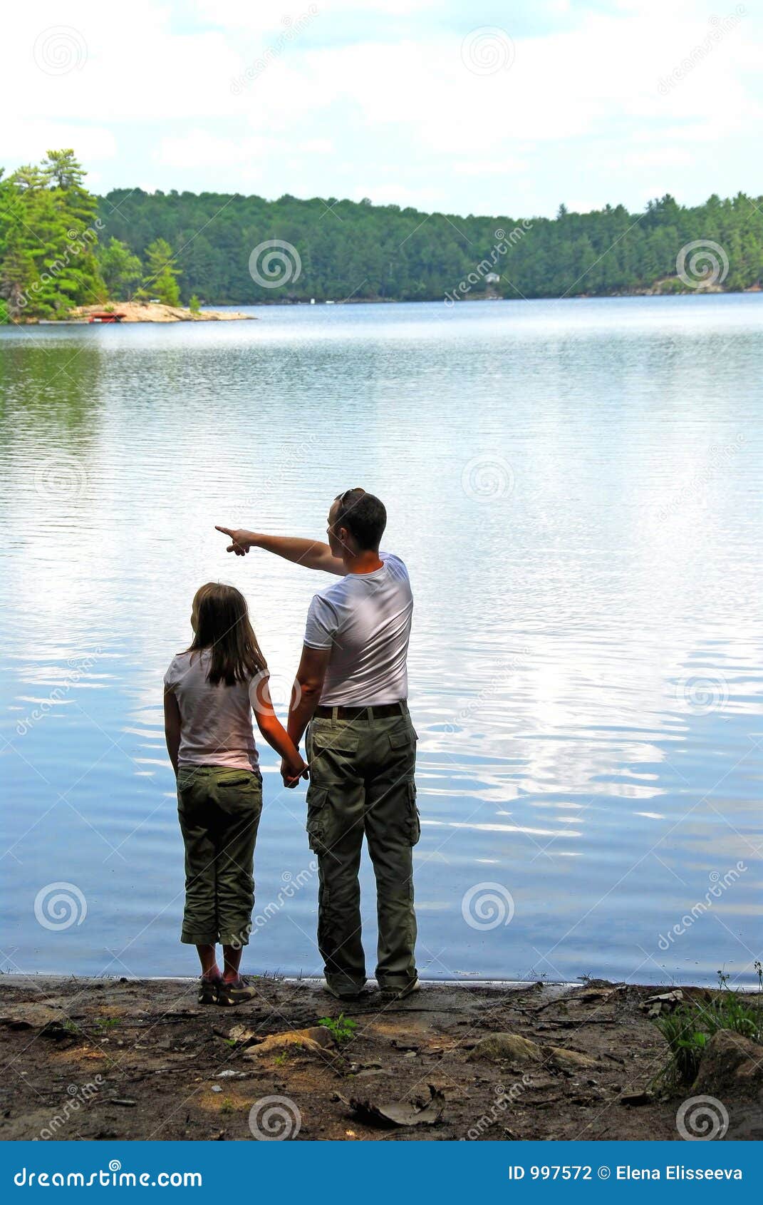 Father daughter lake stock photo. Image of child, back - 997572