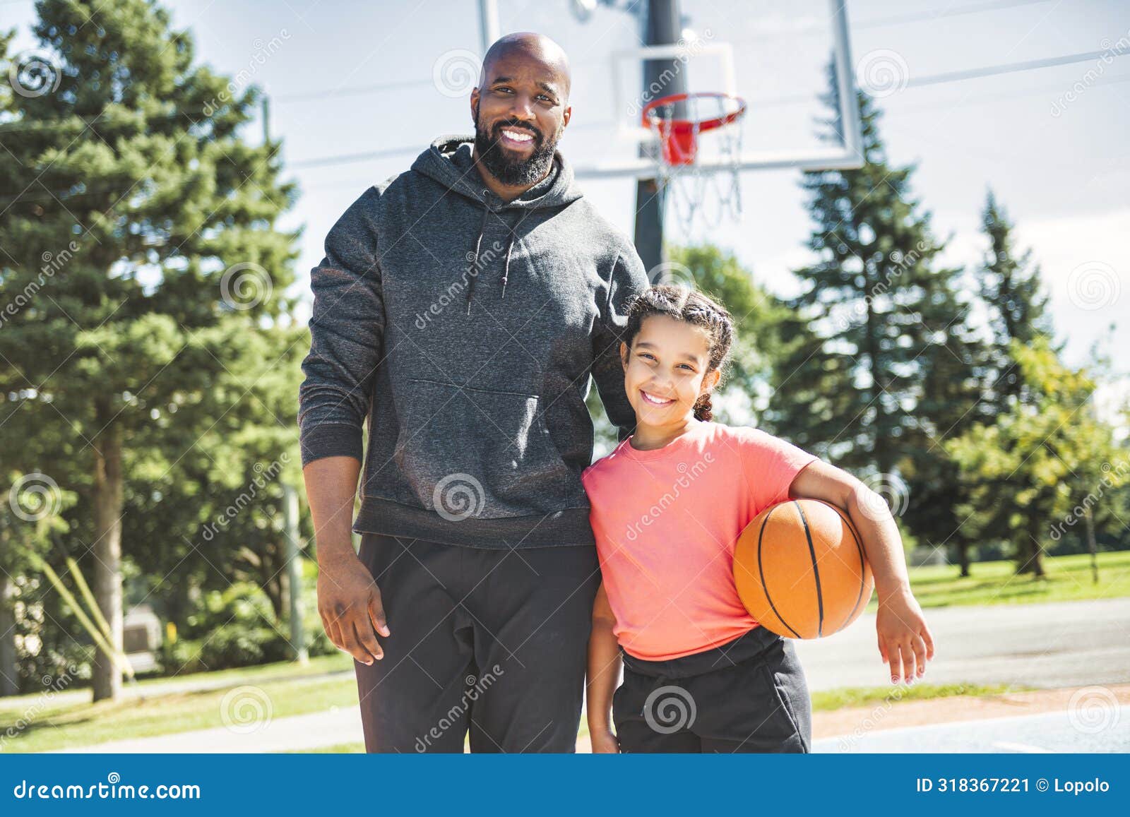 Father and Daughter Playing Basketball in the Park Stock Image - Image ...