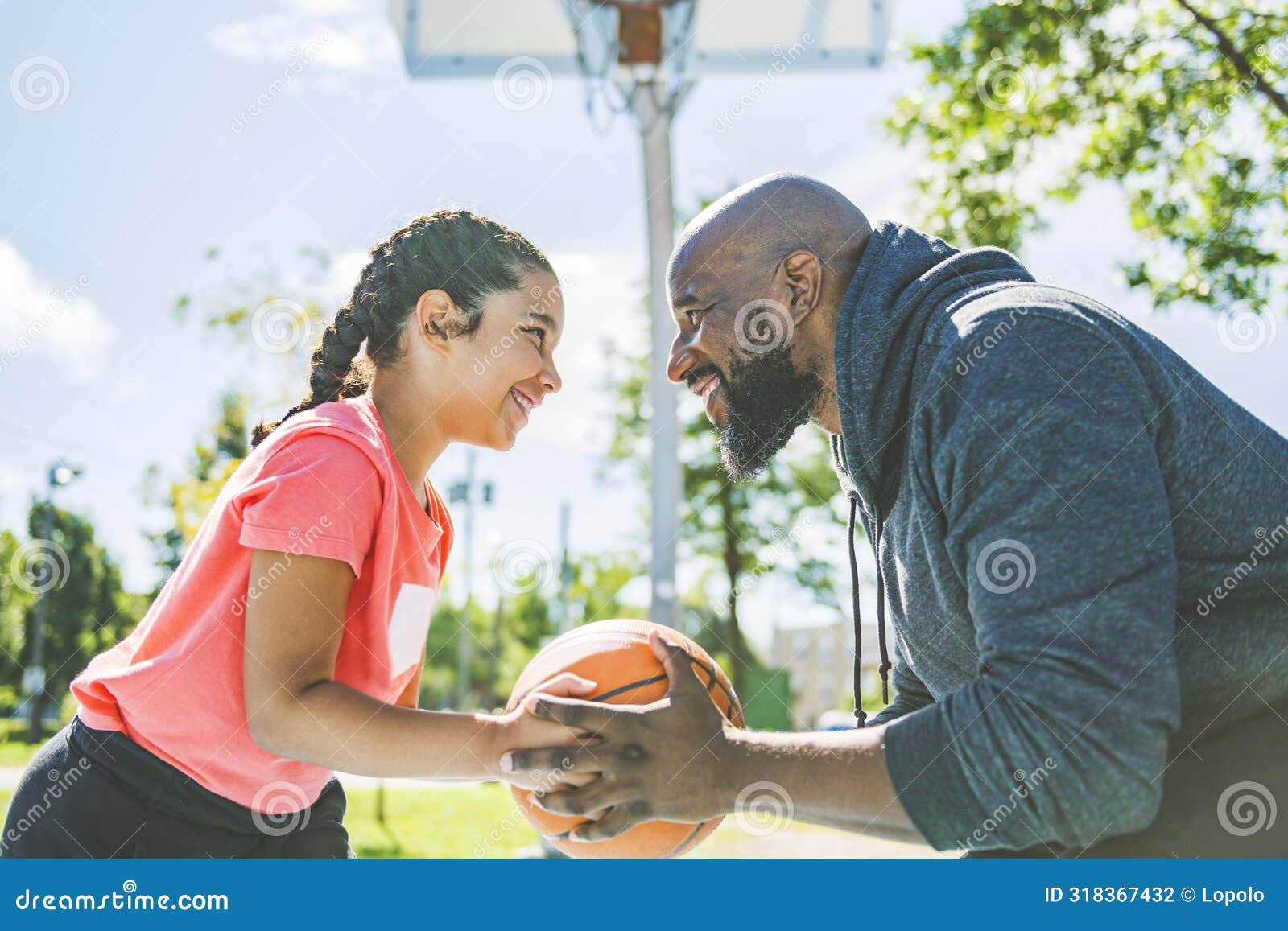 Father and Daughter Playing Basketball in the Park Stock Photo - Image ...