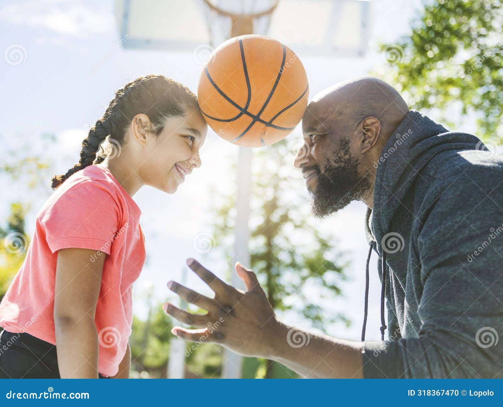Father and Daughter Playing Basketball in the Park Stock Photo - Image ...