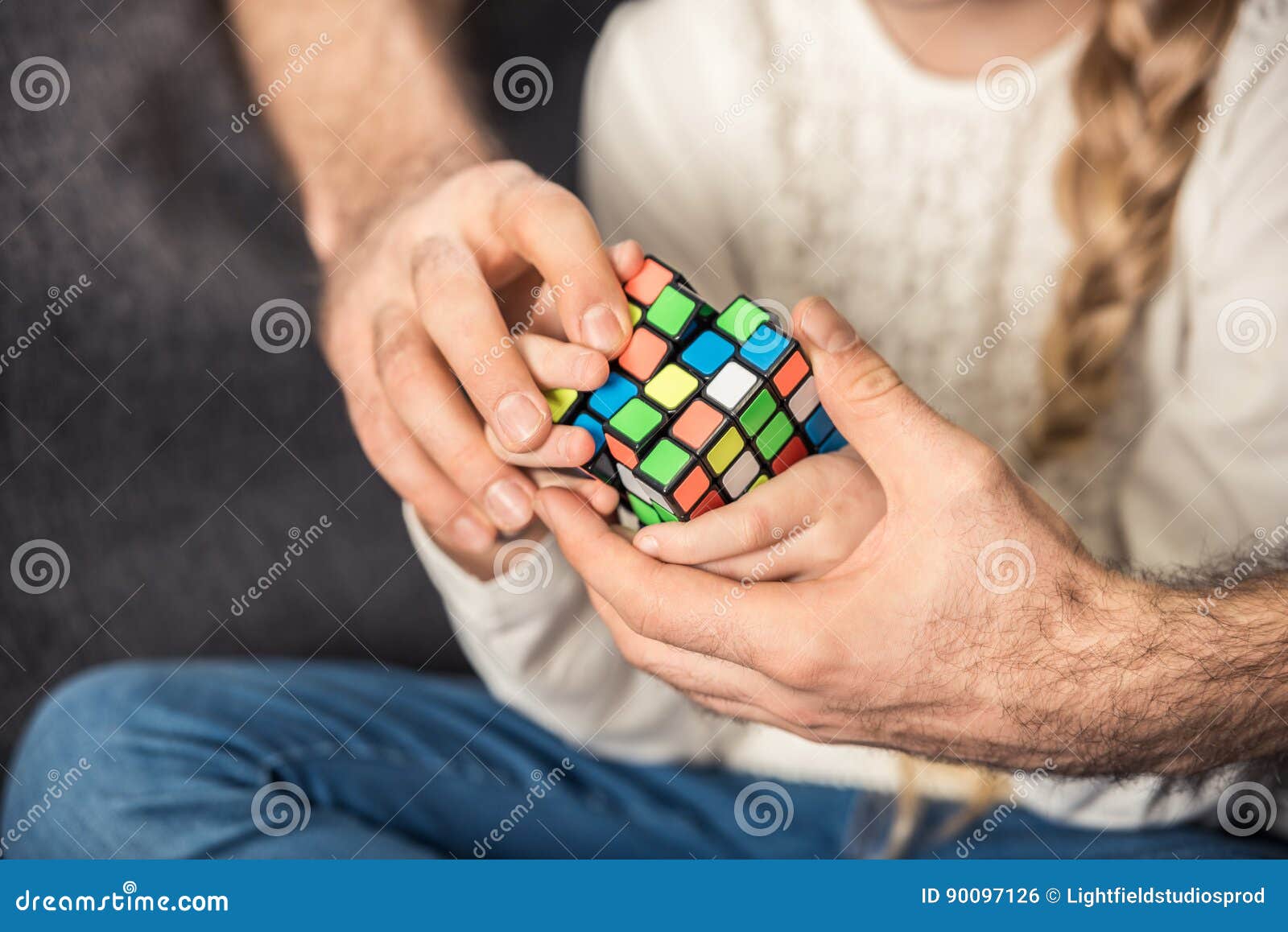 Father and Daughter Playing with Cube Editorial Photo - Image of ...