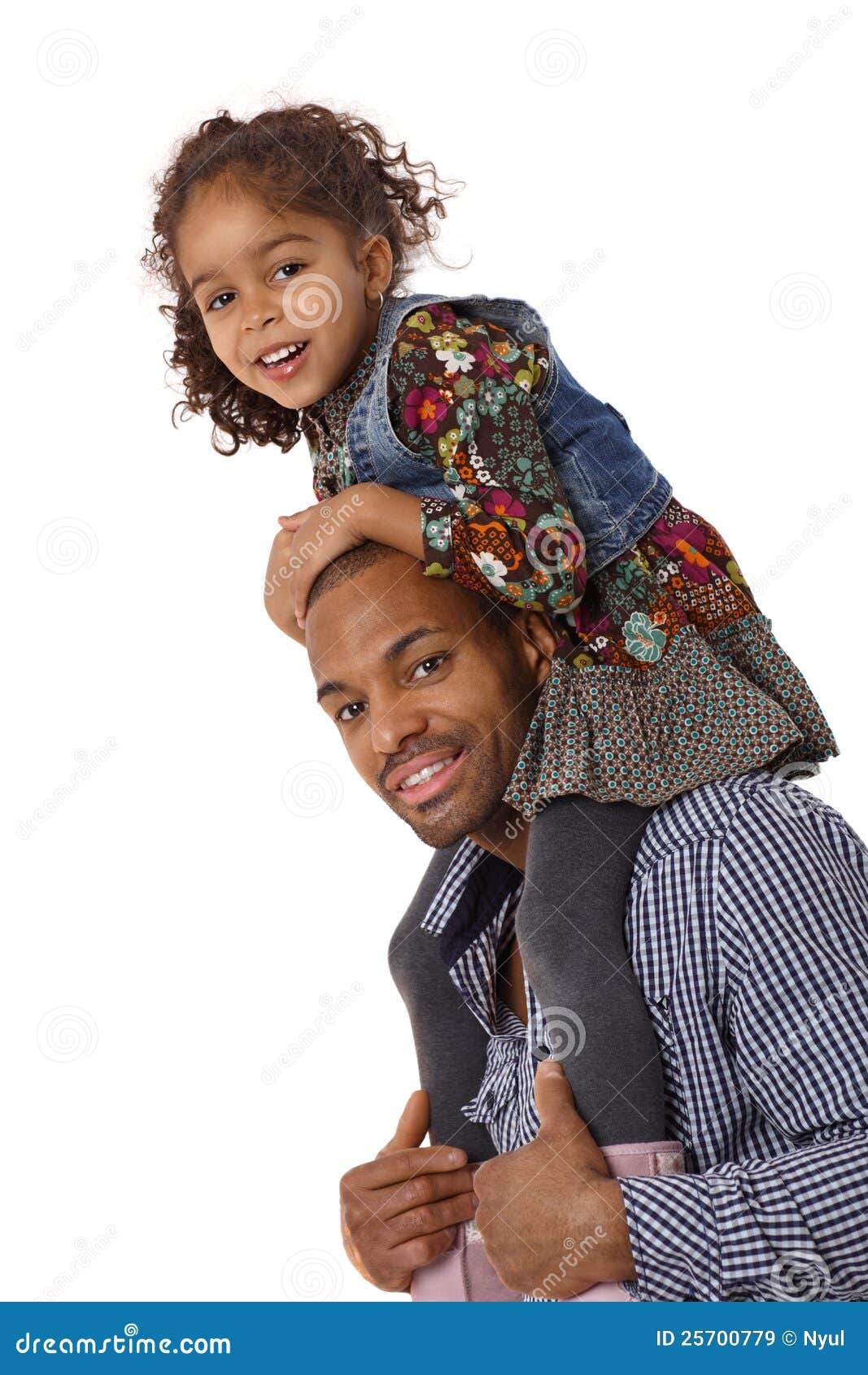 Father and Daughter Shoulder Ride Smiling Stock Image - Image of female ...