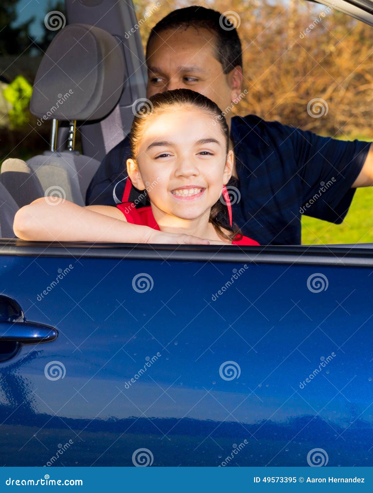 Father and Daughter Sitting in Mini Van Stock Image - Image of daughter ...
