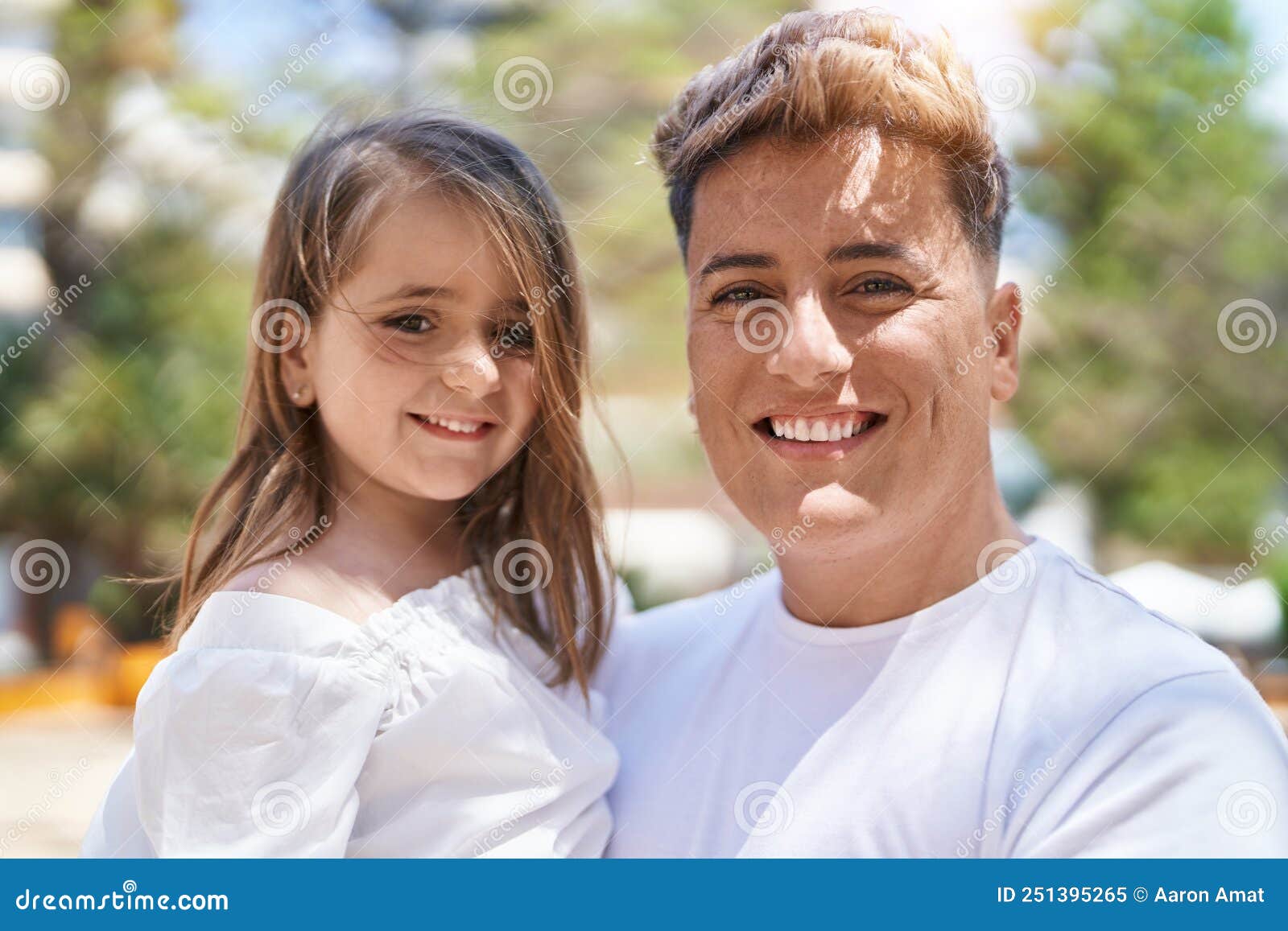 Father and Daughter Smiling Confident Standing Together at Park Stock ...