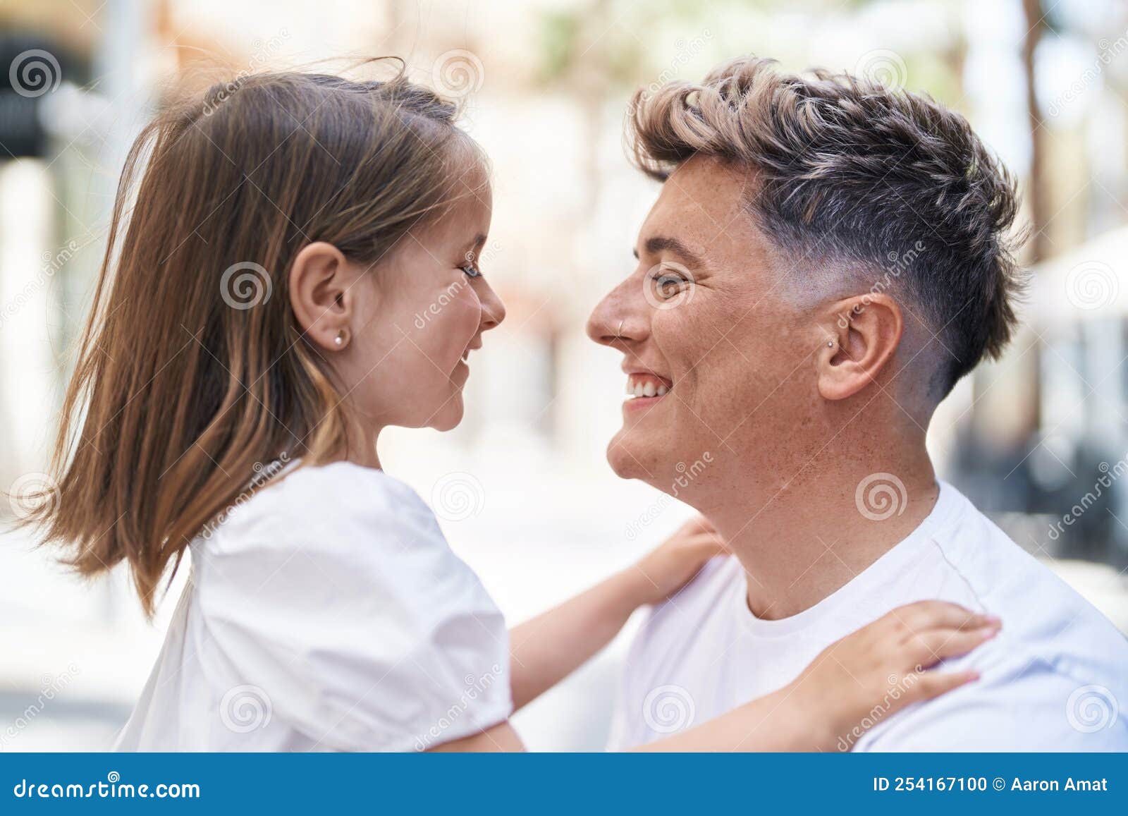 Father and Daughter Smiling Confident Standing Together at Park Stock ...