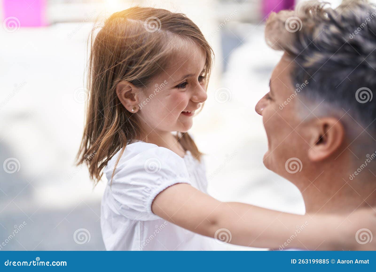 Father and Daughter Smiling Confident Standing Together at Park Stock ...