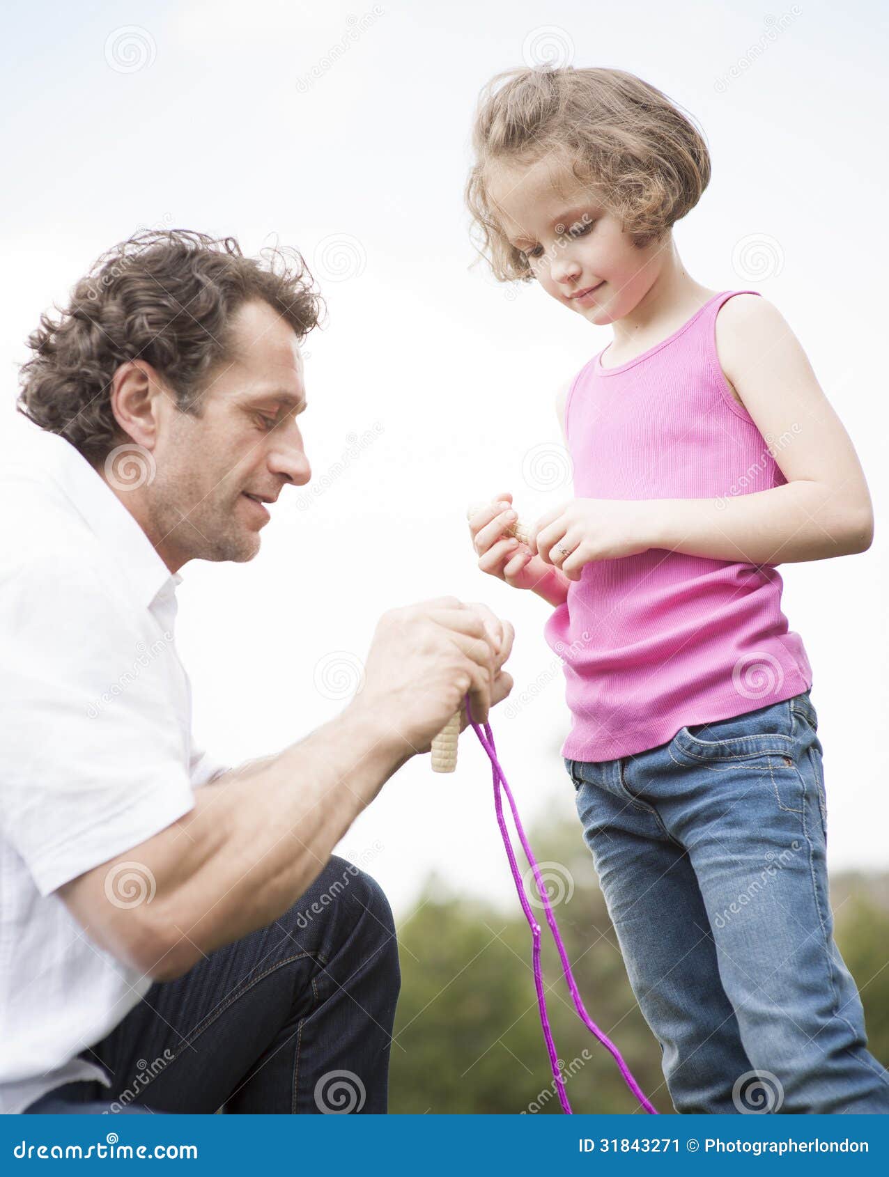 Father and Daughter Together with Skipping Rope Stock Image - Image of ...