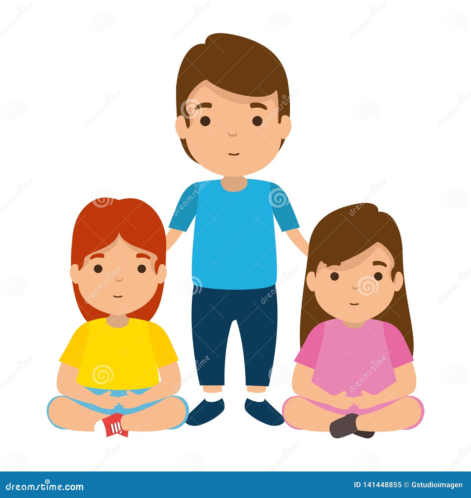 Father with Daughters Characters Stock Vector - Illustration of ...