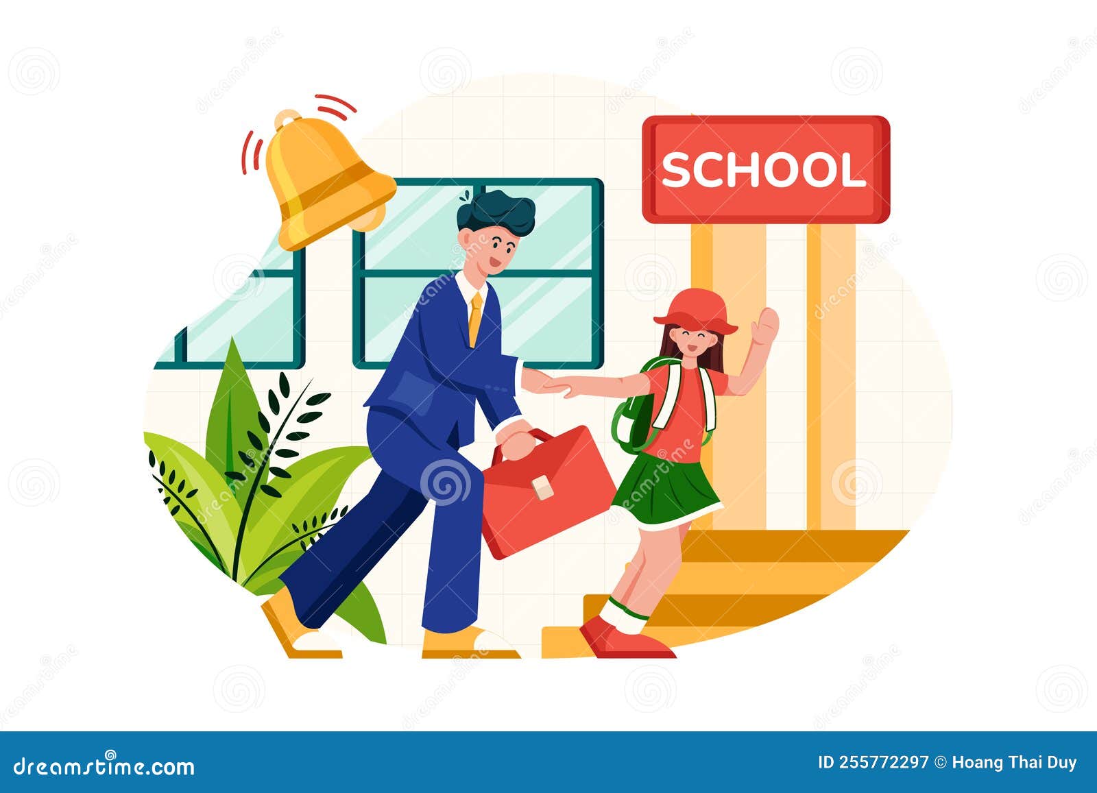 Father Dropping Off Daughter at School Stock Vector - Illustration of ...
