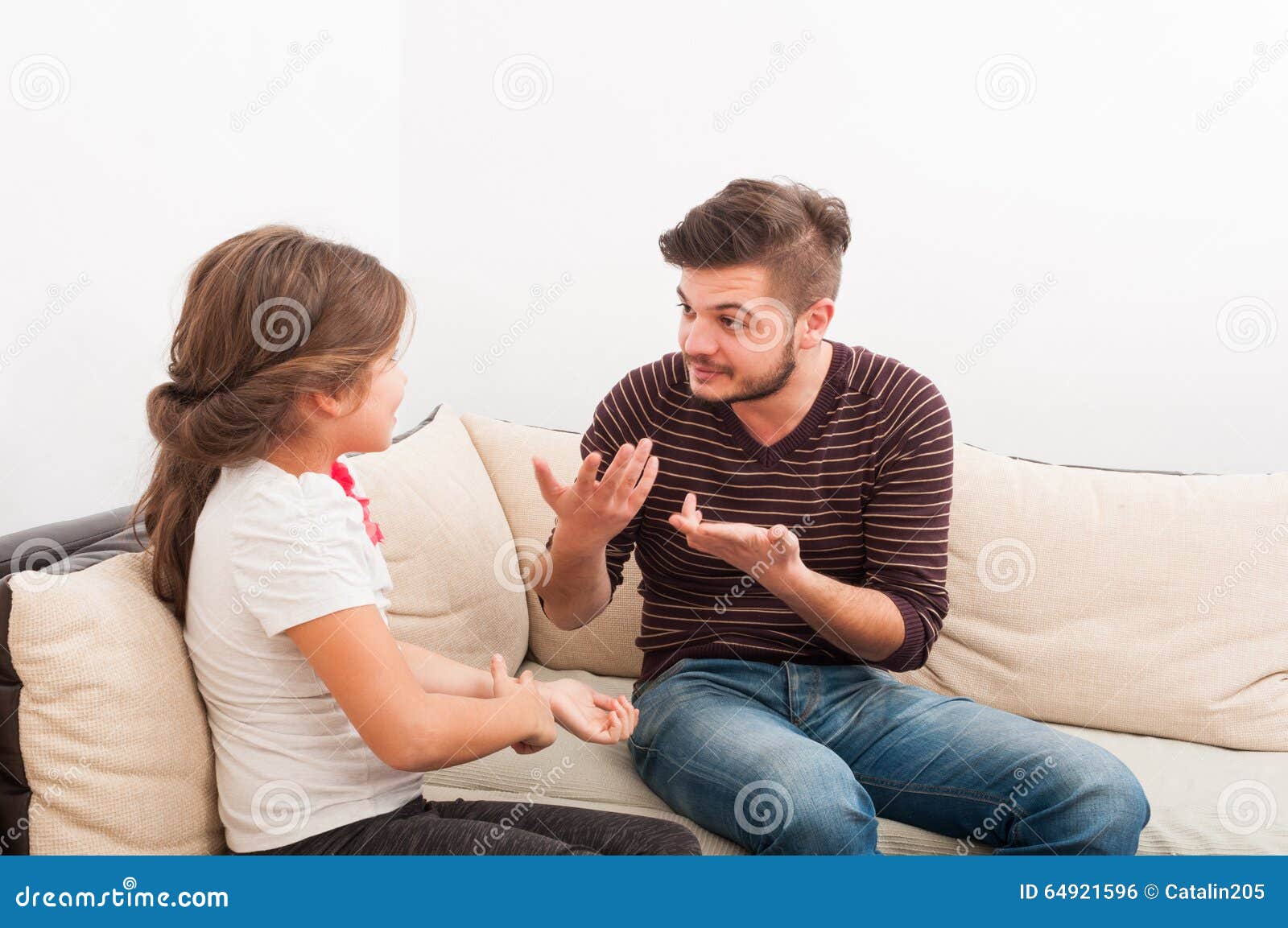 Father Explaining or Teaching Young Daughter Stock Photo - Image of ...