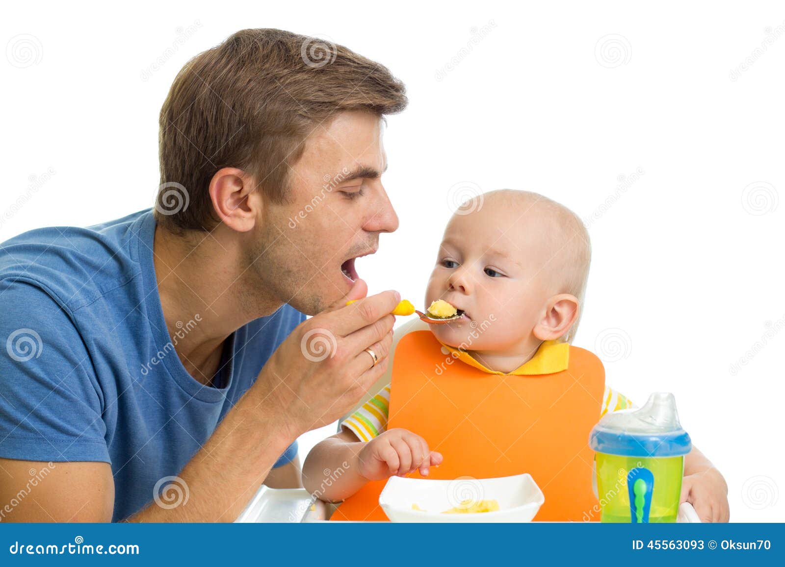 Father feeding baby boy stock image. Image of care, hungry - 45563093