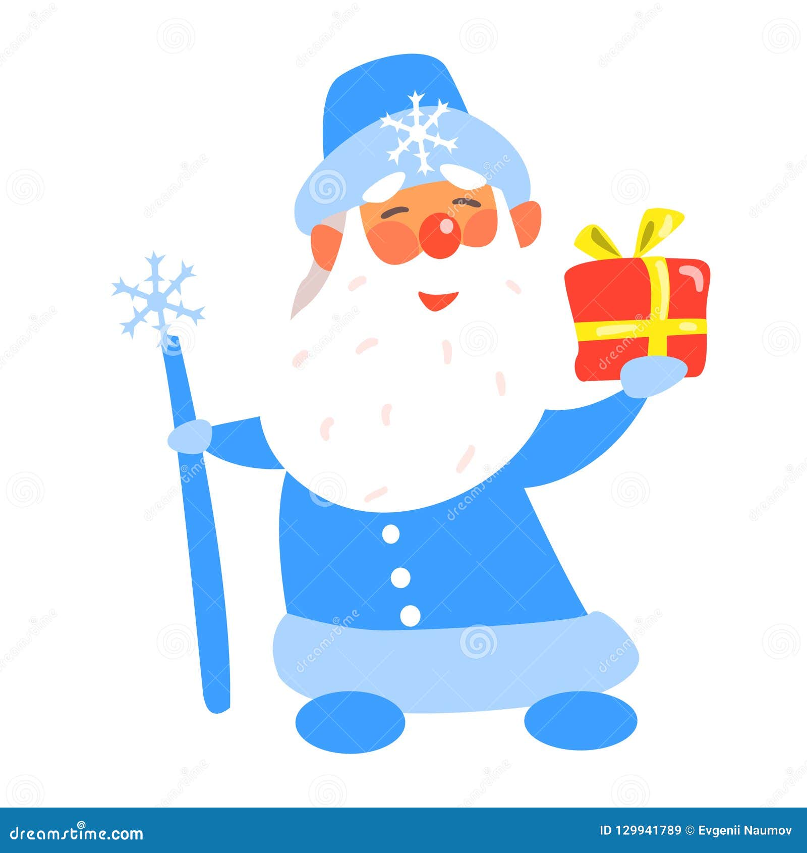 Father Frost with a Present, Flat Vector Stock Vector - Illustration of ...