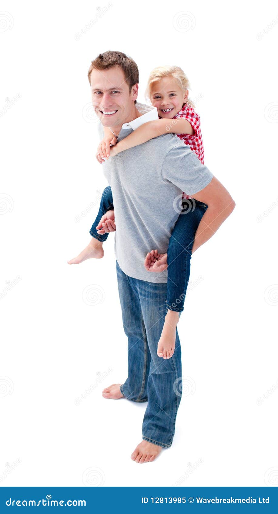 Father Giving His Daughter Piggyback Ride Stock Image - Image of smile ...
