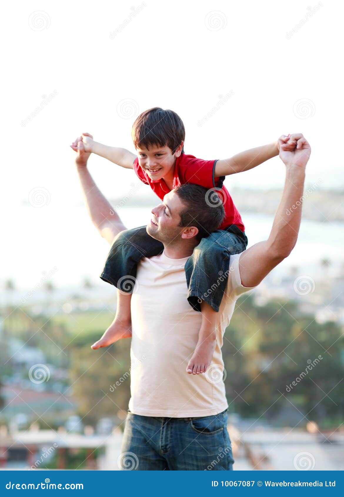 Father Giving His Son Piggyback Stock Image - Image of playful ...