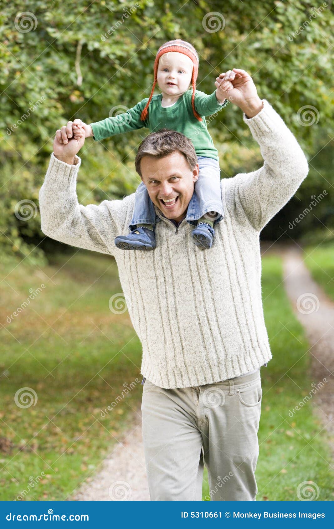 Father Giving Young Son Ride on Shoulders Stock Image - Image of ...