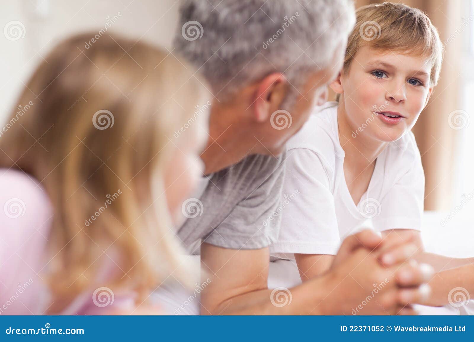 Father Having a Discussion with His Children Stock Photo - Image of ...