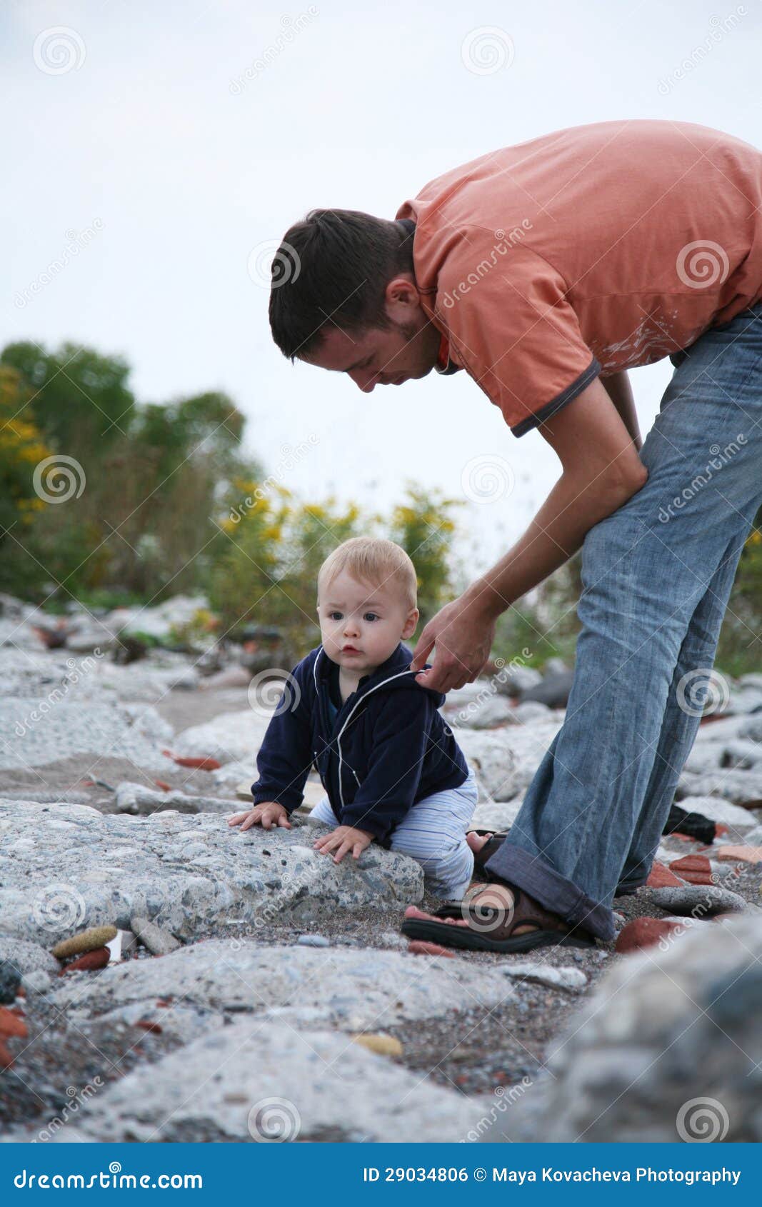 Father helping baby stock photo. Image of outdoors, happy - 29034806