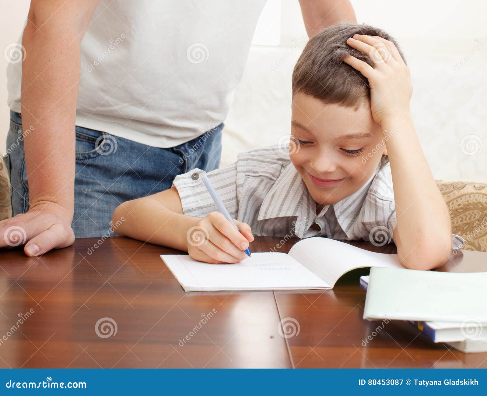 Father Helping Boy Do Homework Stock Image - Image of homework ...