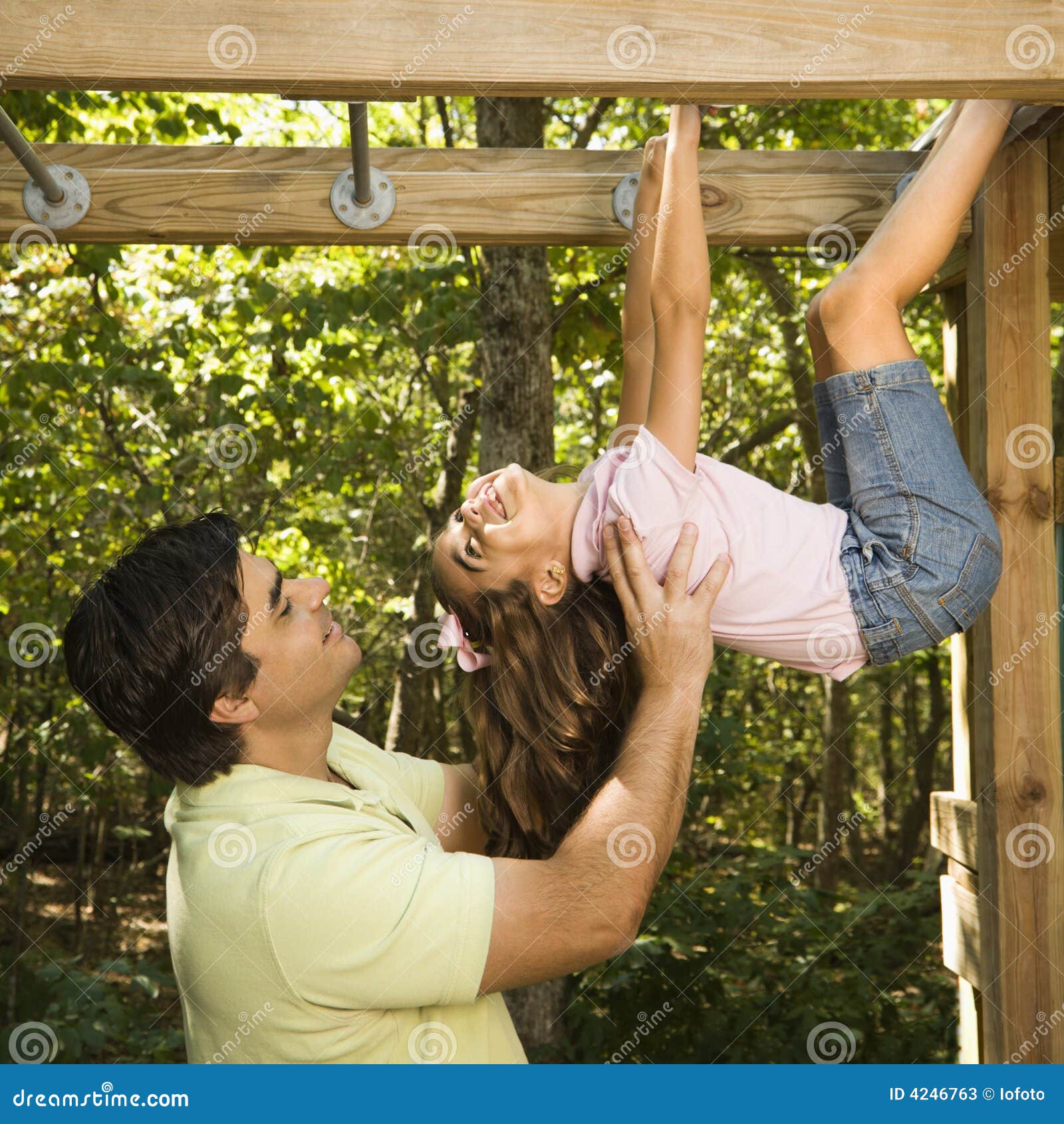 Father helping child. stock image. Image of bars, daughter - 4246763