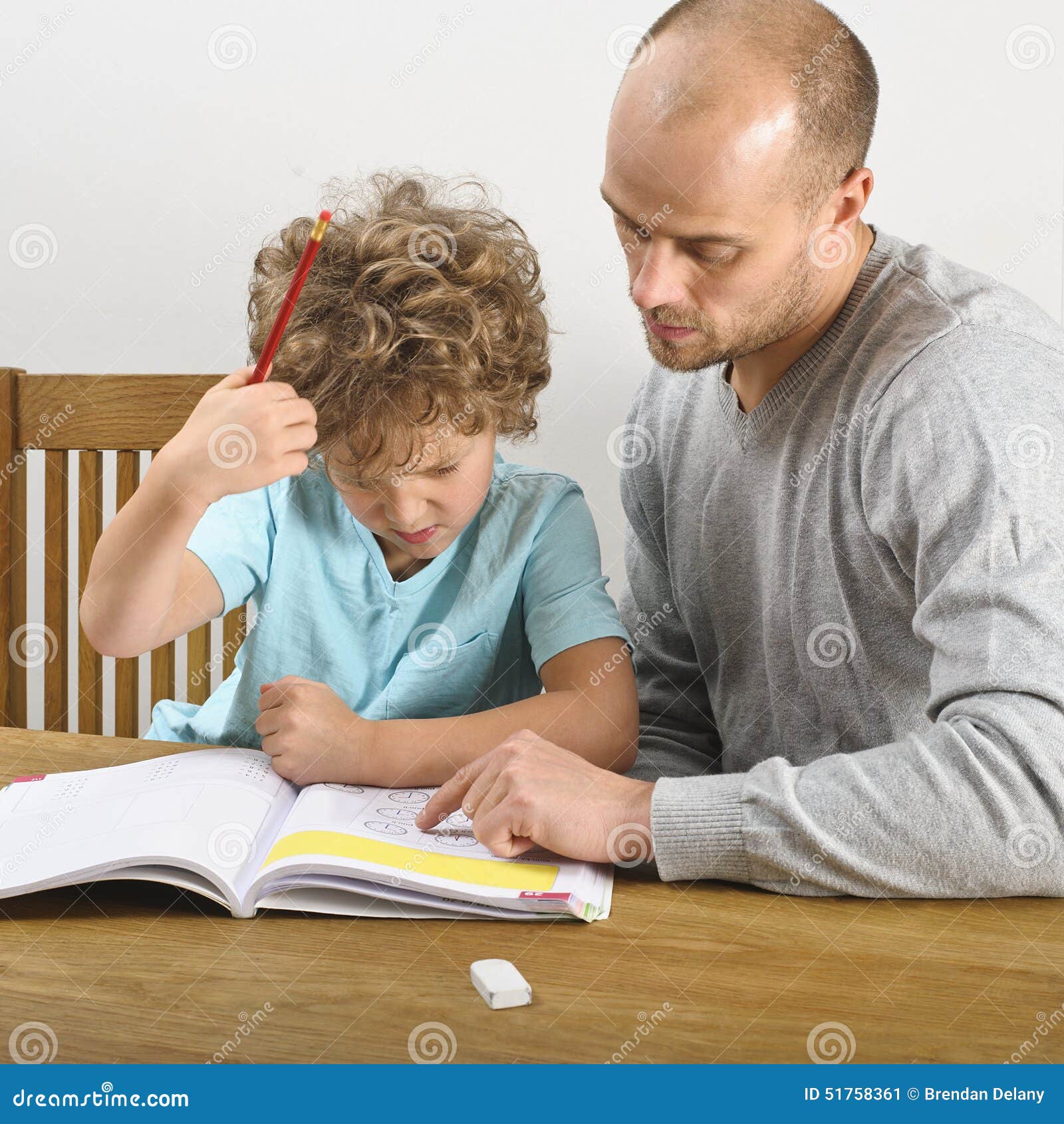 Father Helping with Homework Stock Image - Image of difficulty, helping ...