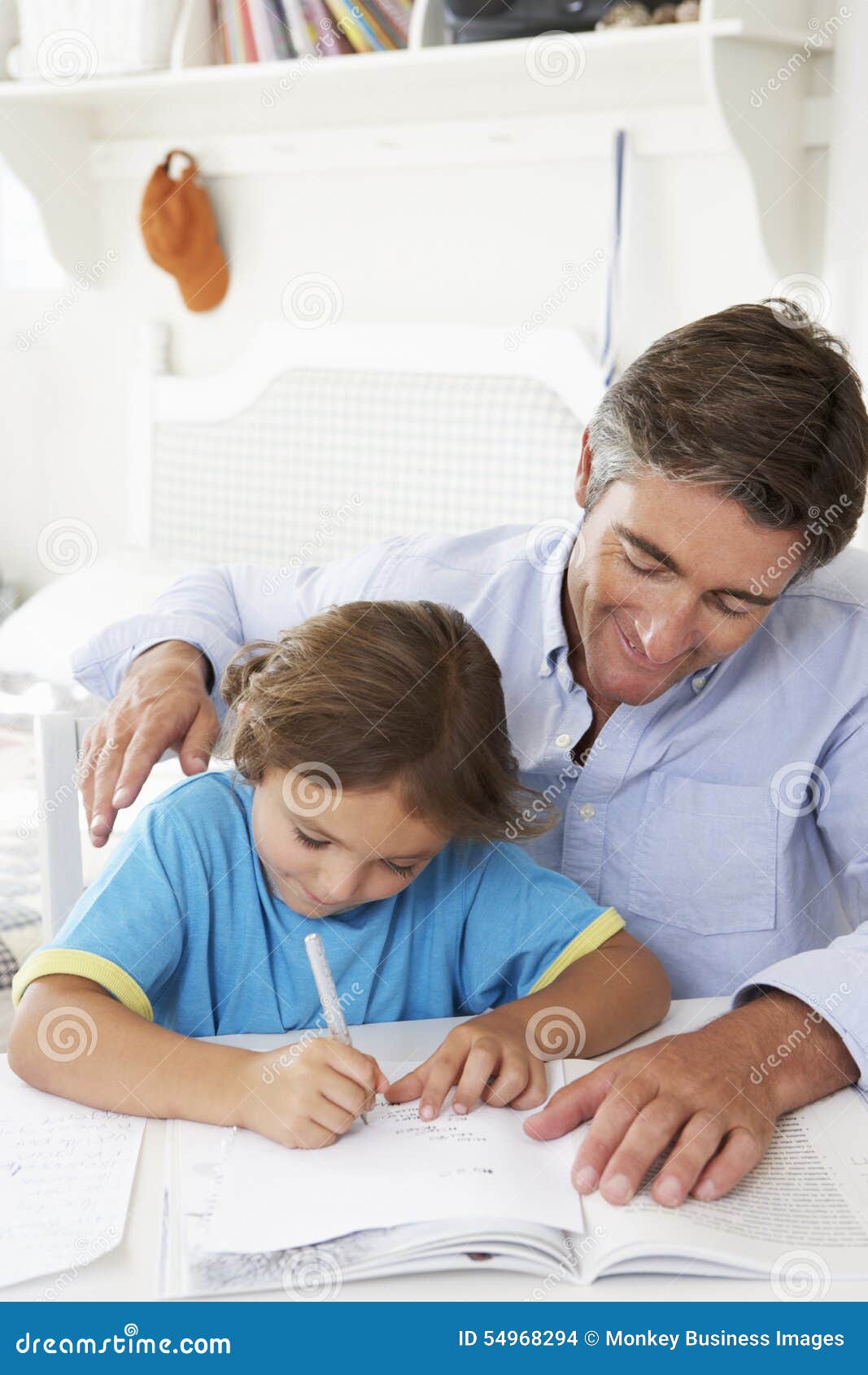 Father Helping Son with Homework Stock Photo - Image of working, parent ...