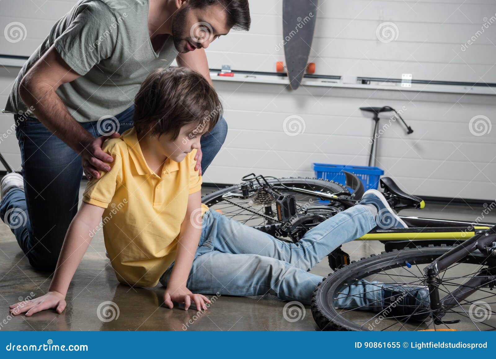 Father Helping Wounded Son Getting Up from Stock Image - Image of ...