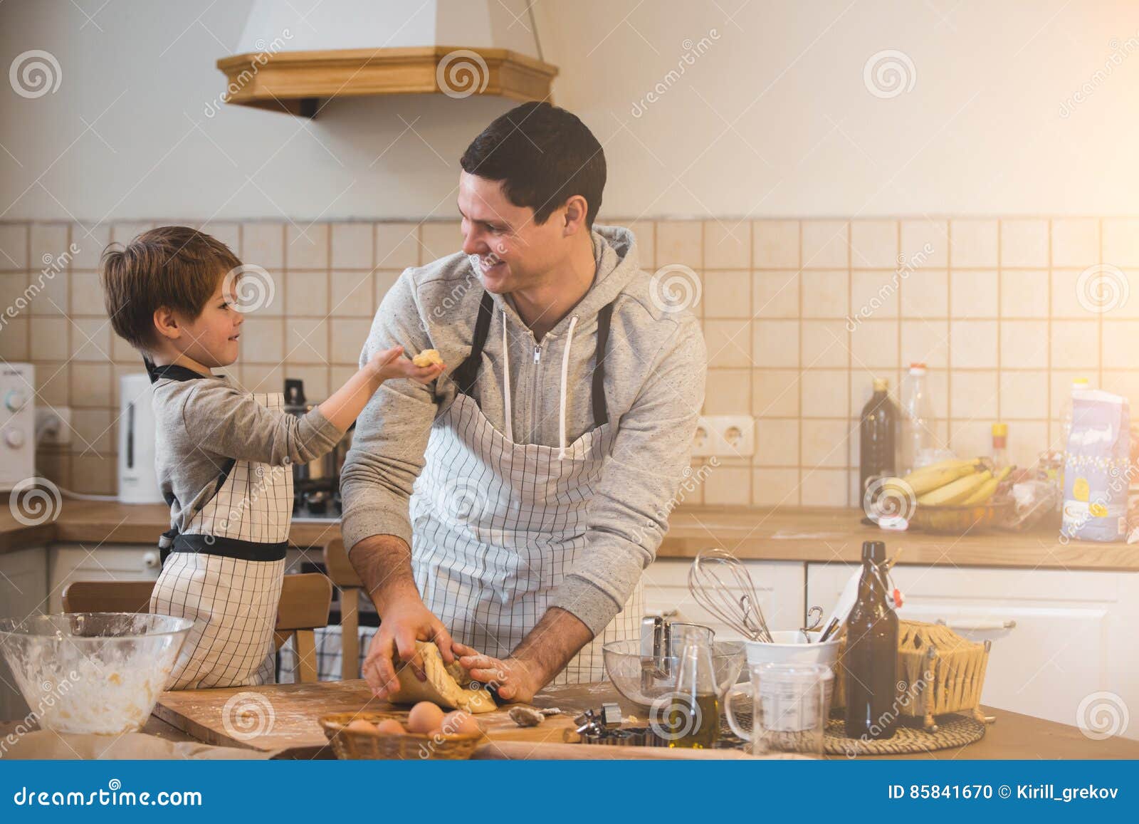 A Father and His Son Cooking Stock Photo - Image of combine, bake: 85841670