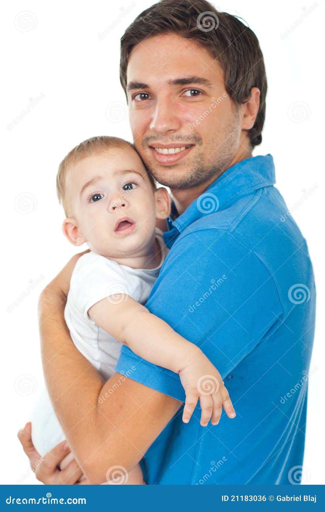 Father holding baby boy stock photo. Image of blue, cheerful - 21183036