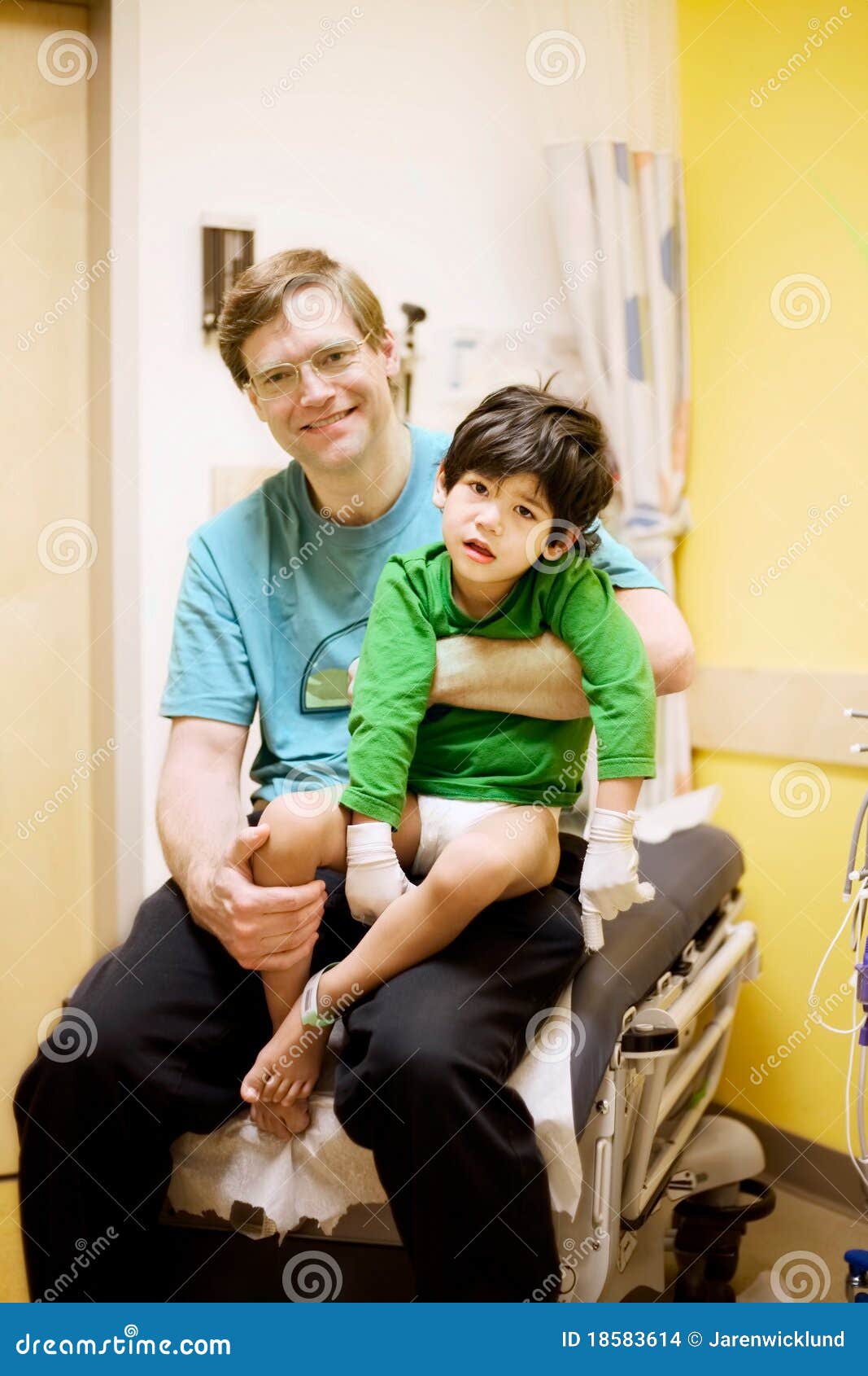 Father Holding His Sick Disabled Son at Hospital Stock Photo - Image of ...